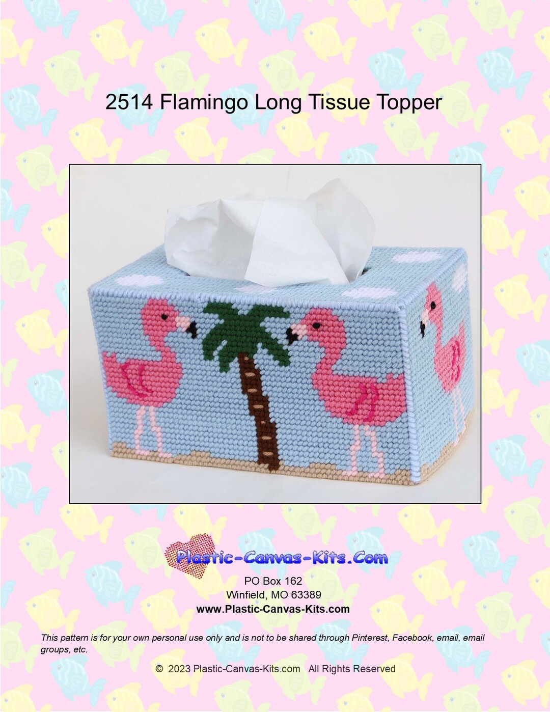 Flamingo Long Tissue Topper-plastic Canvas Pattern-pdf Download - Etsy