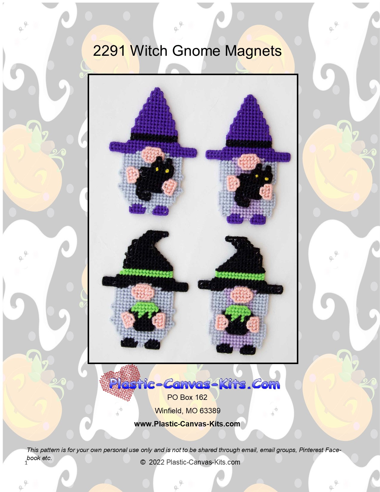 Halloween Witch Gnome Magnets-plastic Canvas Pattern-pdf - Etsy