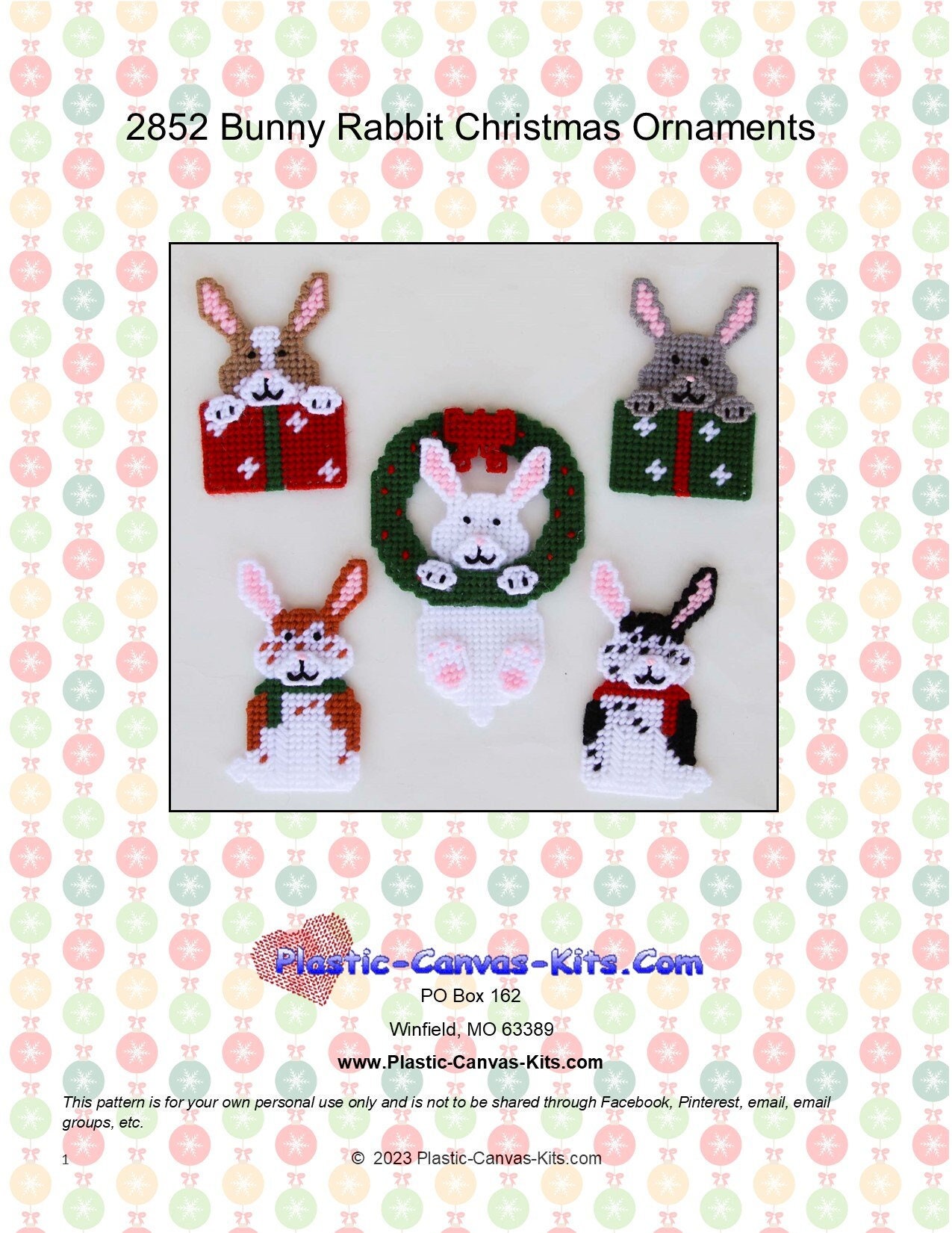 Bunny Rabbit Christmas Ornaments-plastic Canvas Pattern-pdf Download - Etsy