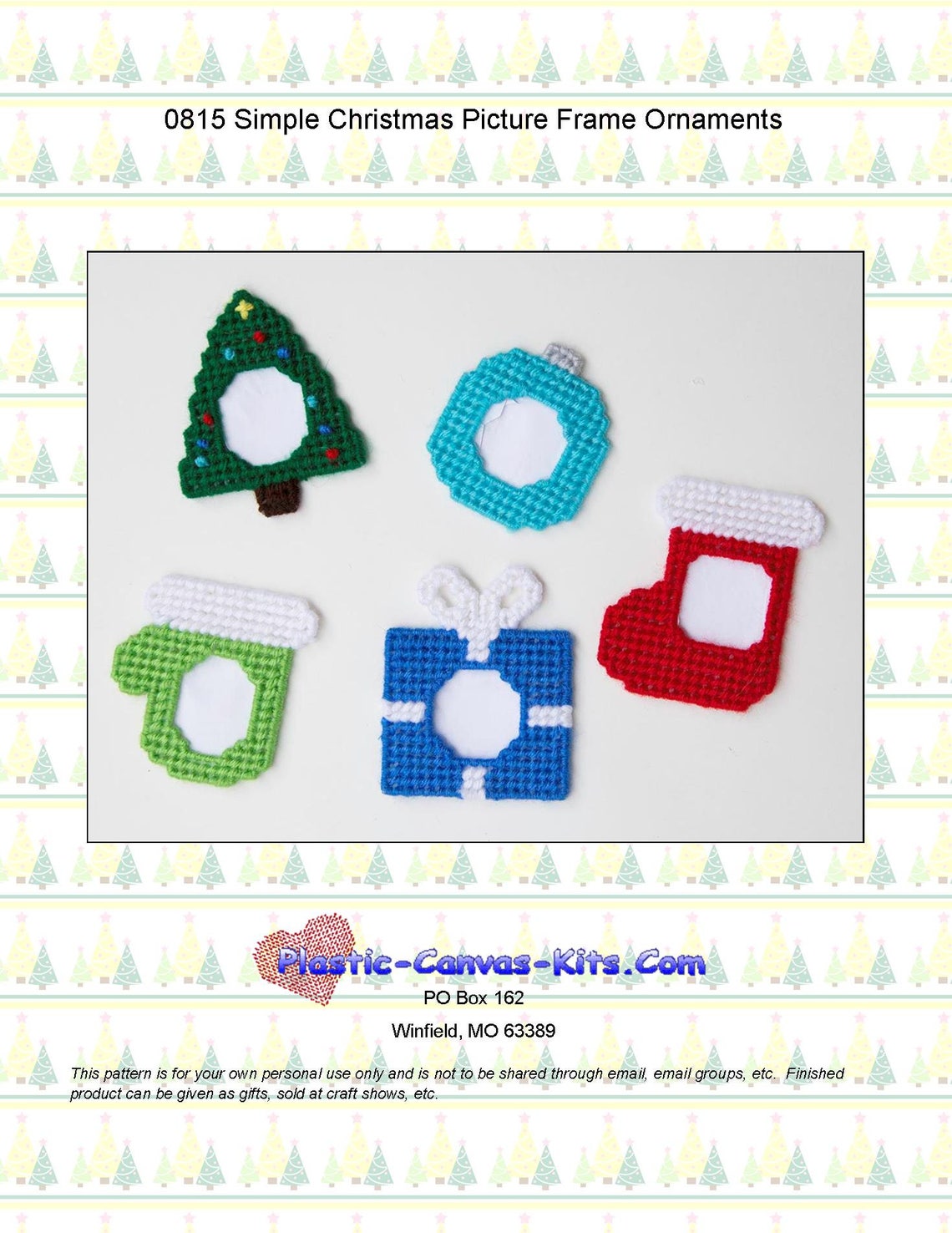 Simple Christmas Frame Ornaments-plastic Canvas Pattern-pdf - Etsy