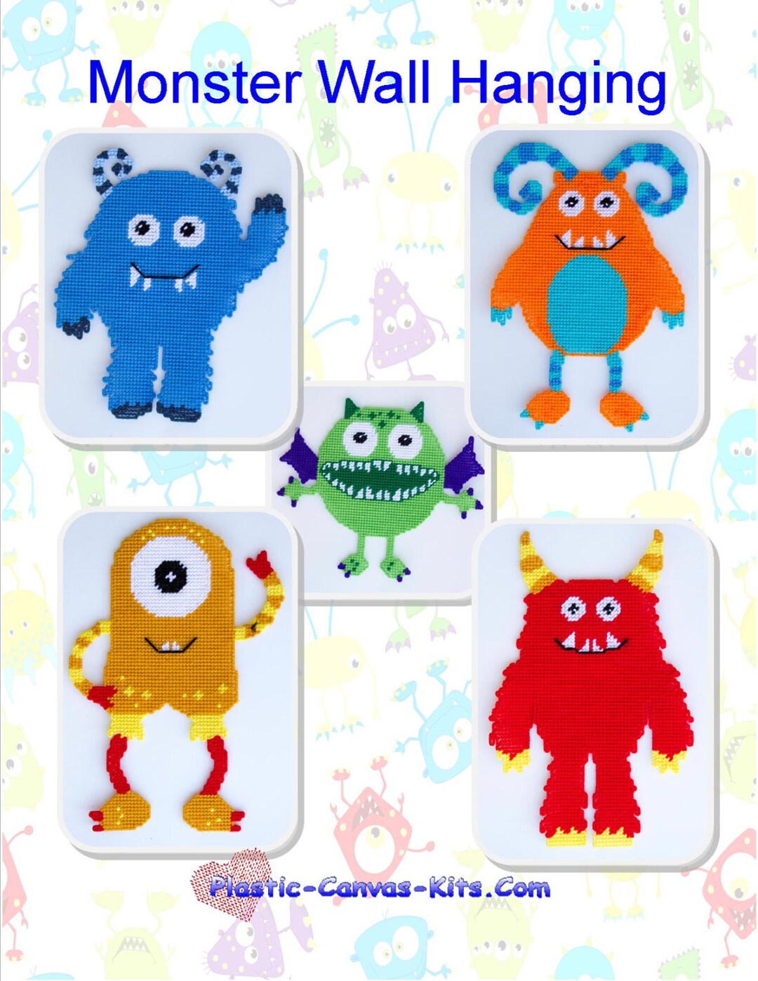 Monsters Wall Hanging-plastic Canvas Patterns-pdf Download - Etsy