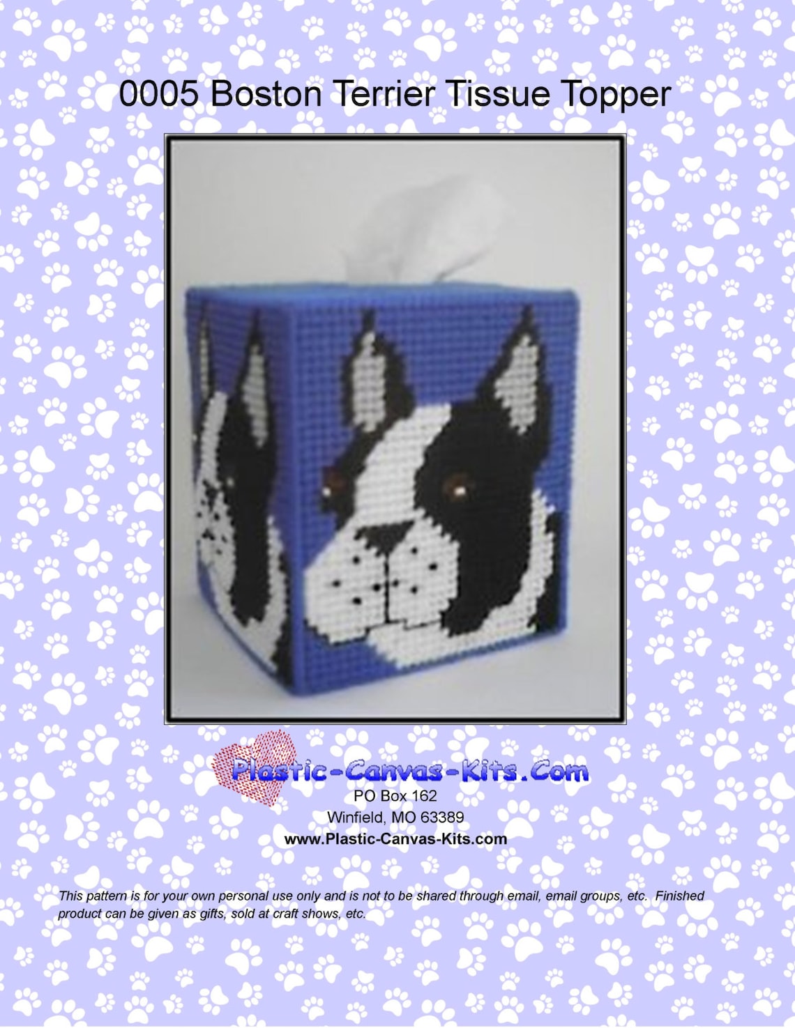 Boston Terrier Tissue Topper-plastic Canvas Pattern-pdf - Etsy