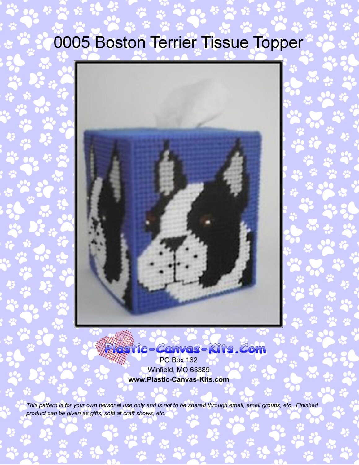 Boston Terrier Tissue Topper-plastic Canvas Pattern-pdf Download - Etsy