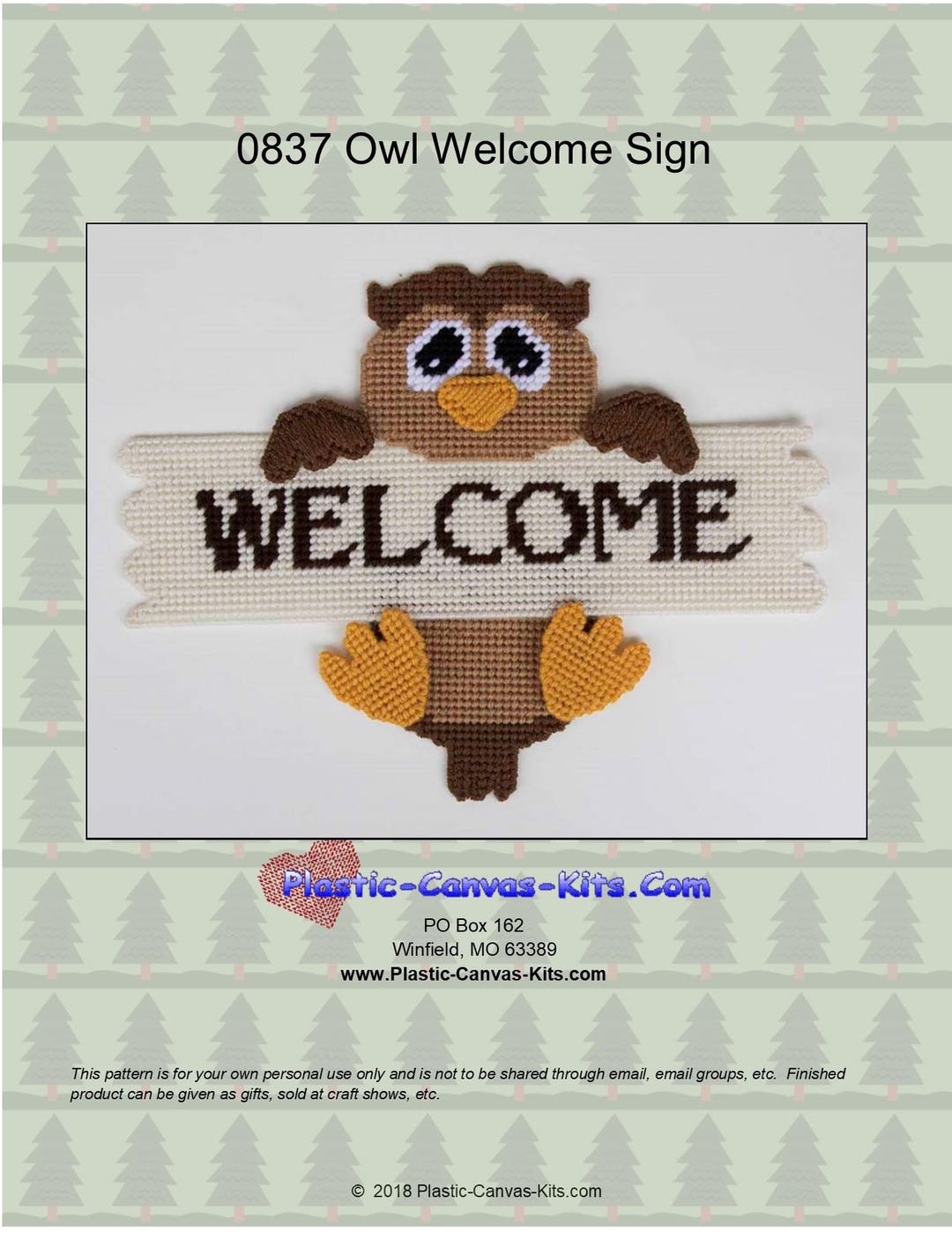Cute Owl Welcome Sign-plastic Canvas Pattern-pdf Download - Etsy