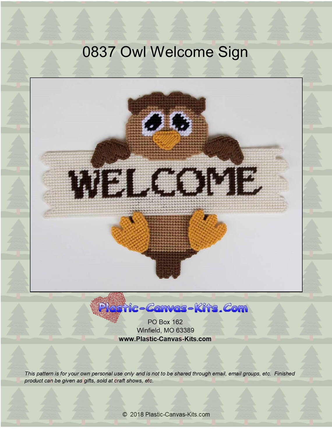 Cute Owl Welcome Sign-plastic Canvas Pattern-pdf Download - Etsy