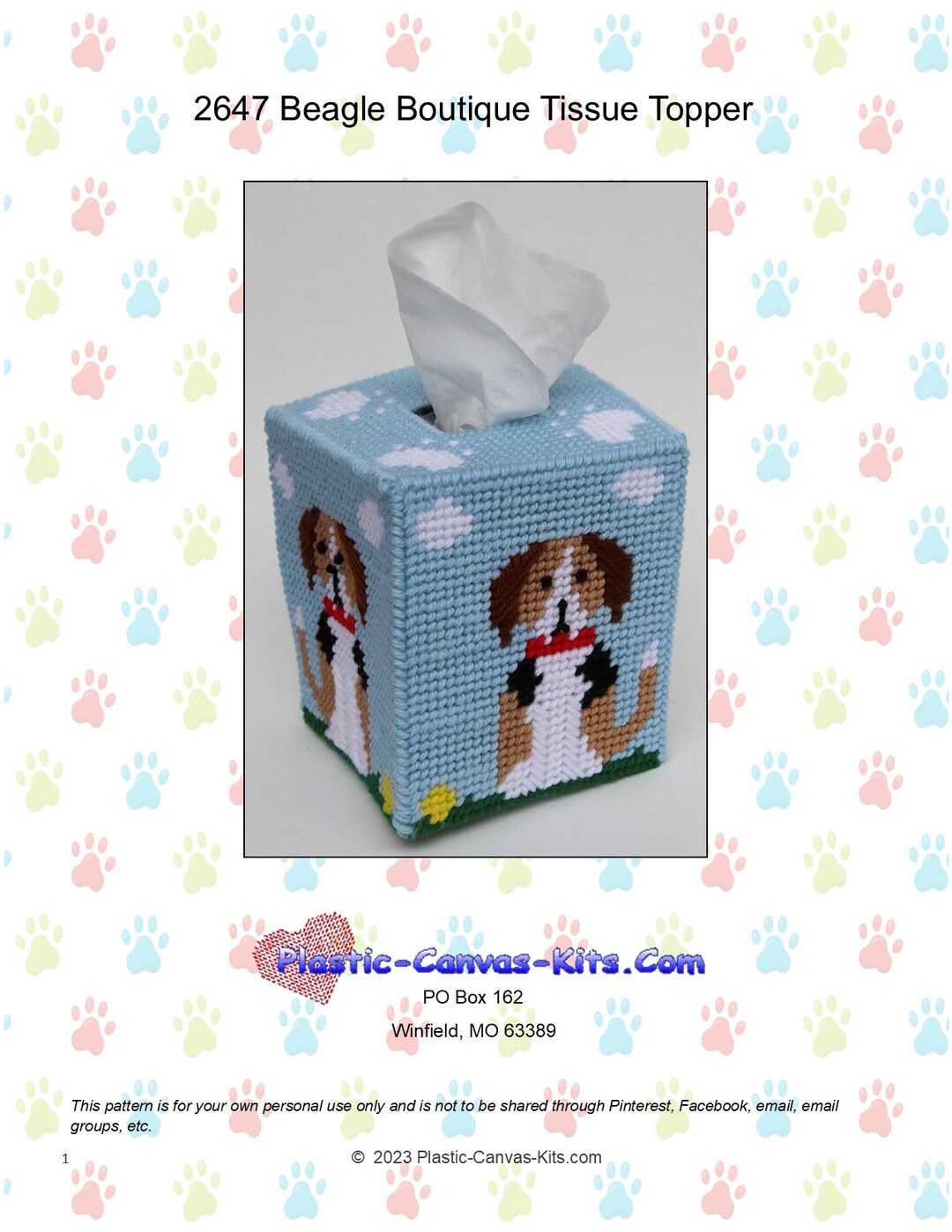 Beagles Boutique Tissue Topper-plastic Canvas Pattern-pdf Download - Etsy