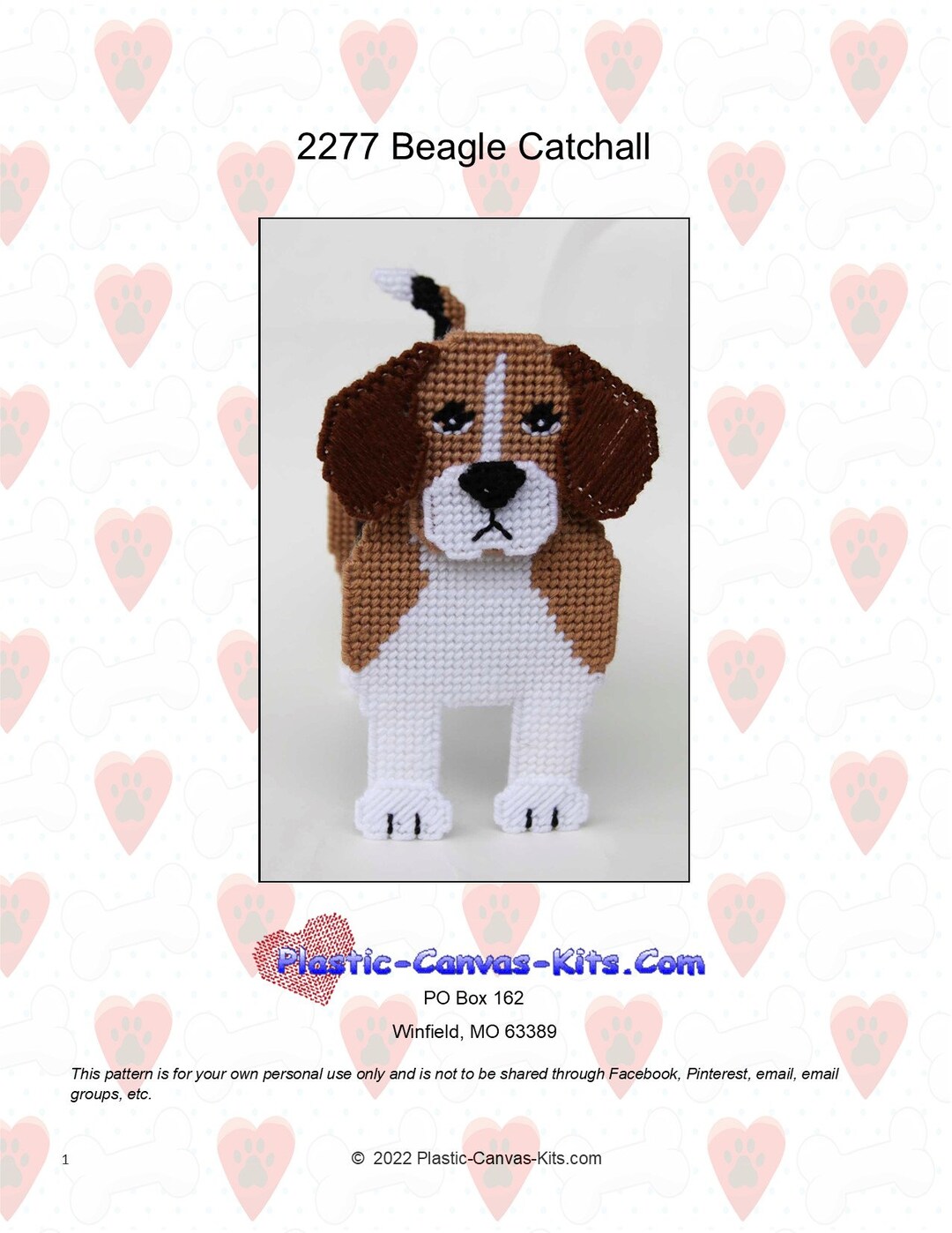 Beagle Catchall-plastic Canvas Pattern-pdf Download - Etsy