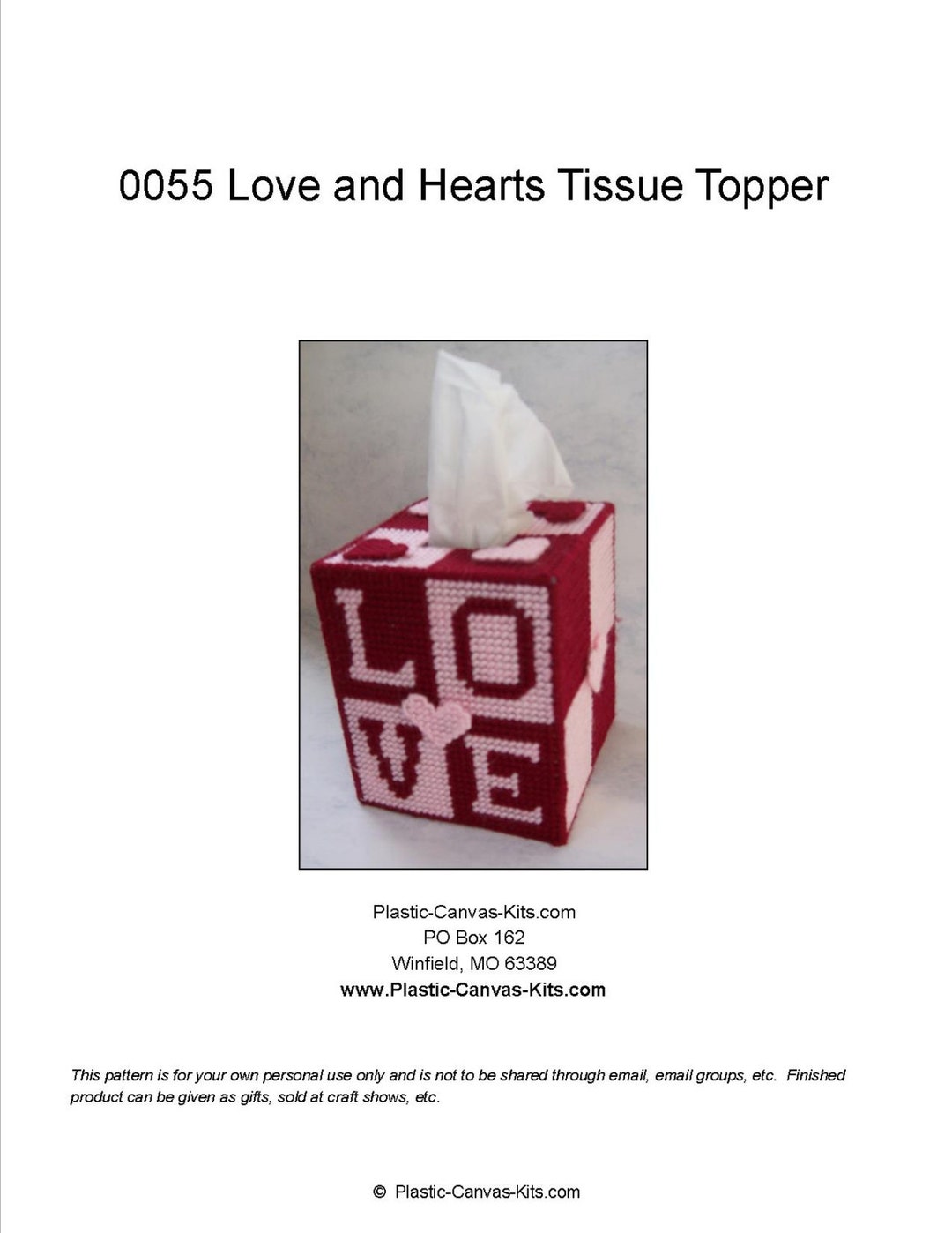 Love Tissue Topper-plastic Canvas Pattern-pdf Digital File-valentine's ...