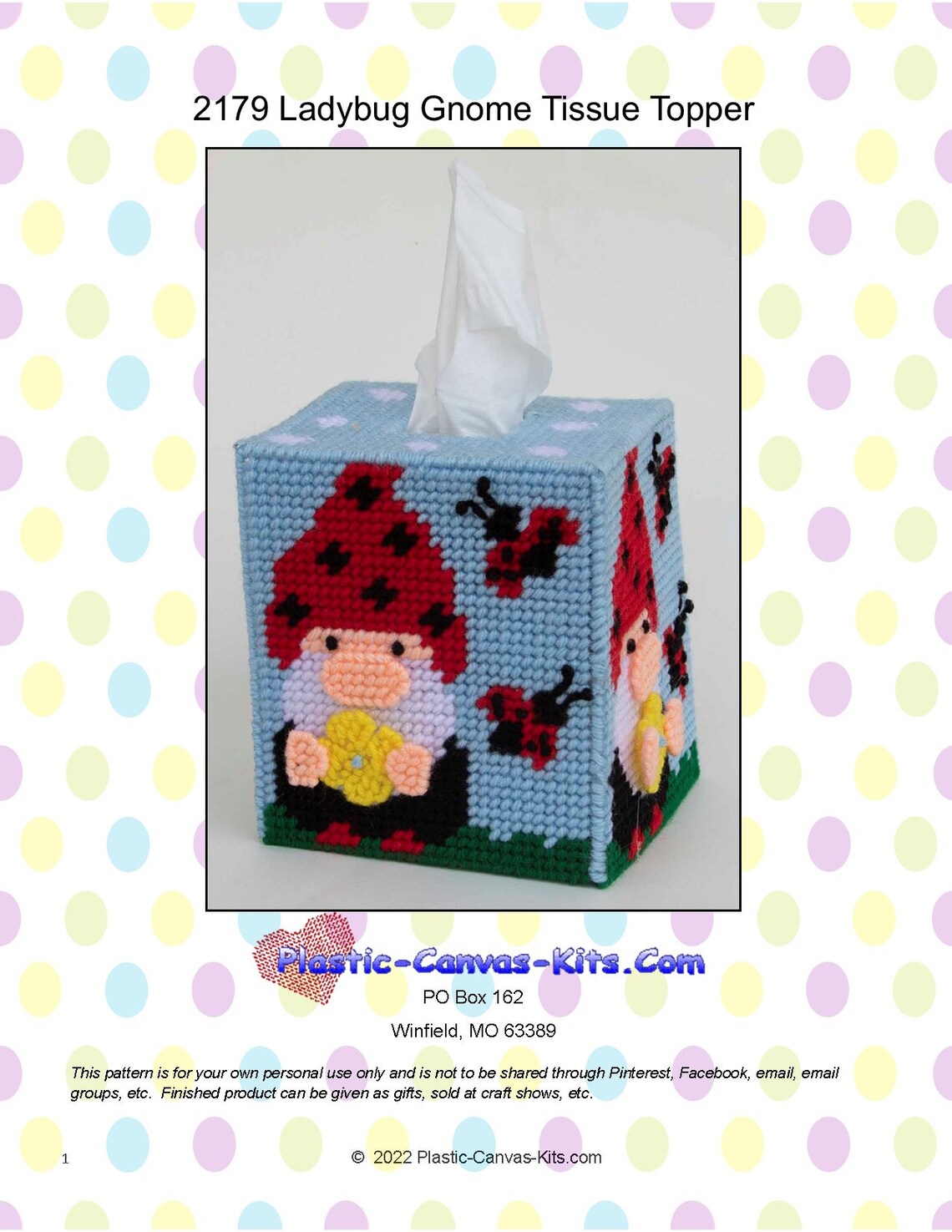 Ladybug Gnome Tissue Topper-plastic Canvas Pattern-pdf - Etsy