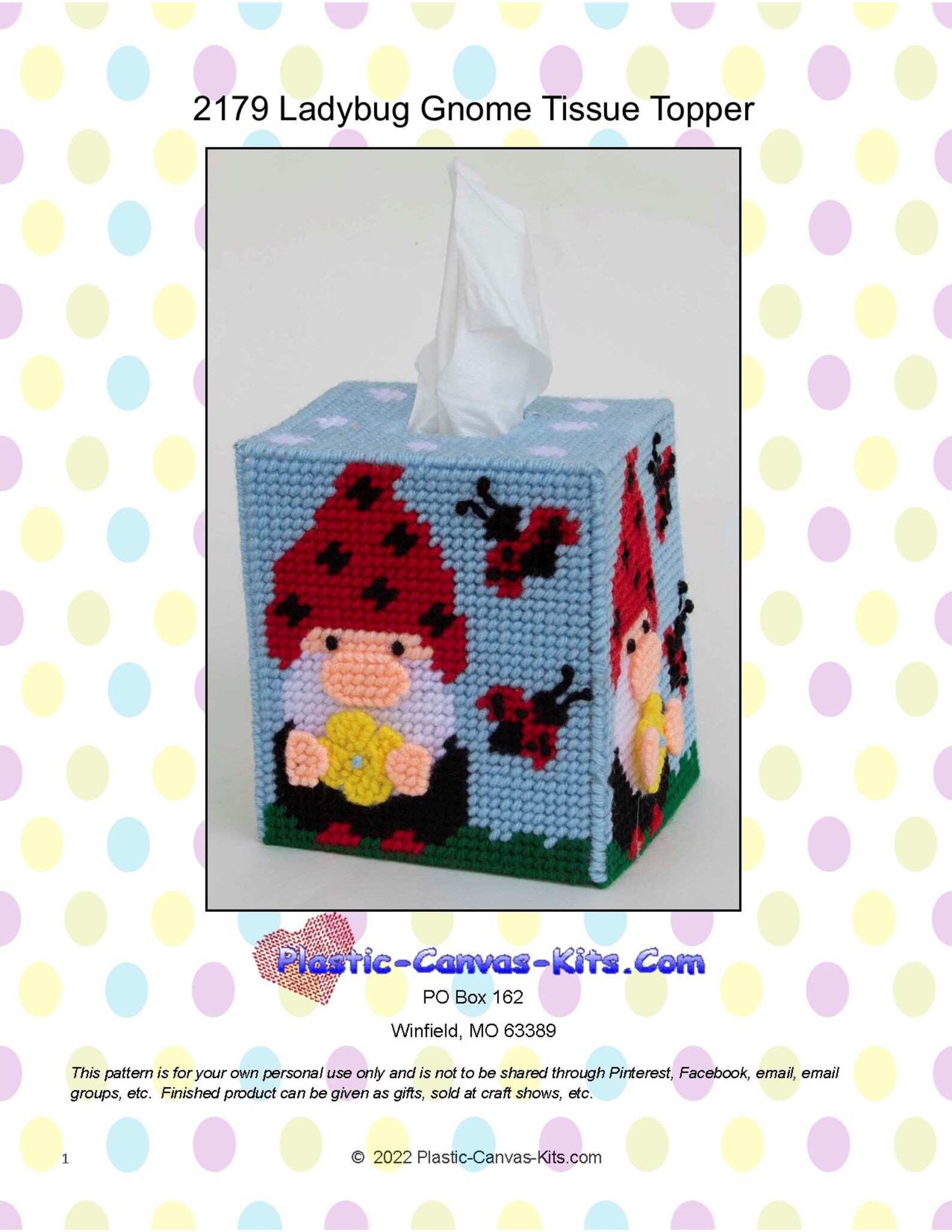 Ladybug Gnome Tissue Topper-plastic Canvas Pattern-pdf - Etsy