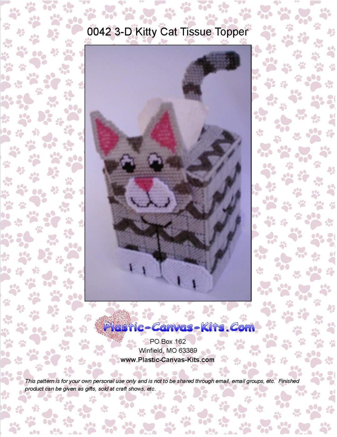 Kitty Cat Tissue Topper-plastic Canvas Pattern-pdf Download - Etsy