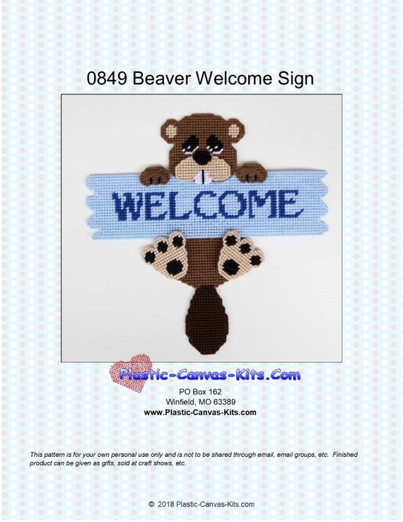 Beaver Welcome Sign-plastic Canvas Pattern-pdf Download | Etsy