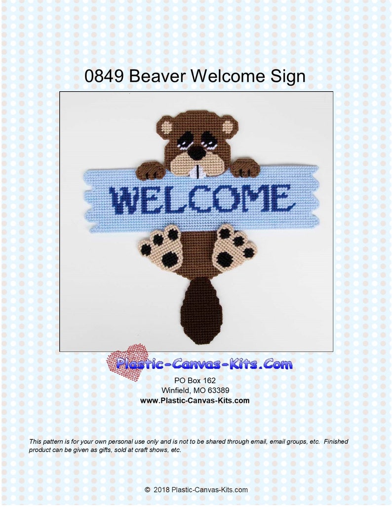 Beaver Welcome Sign-plastic Canvas Pattern-pdf Download | Etsy