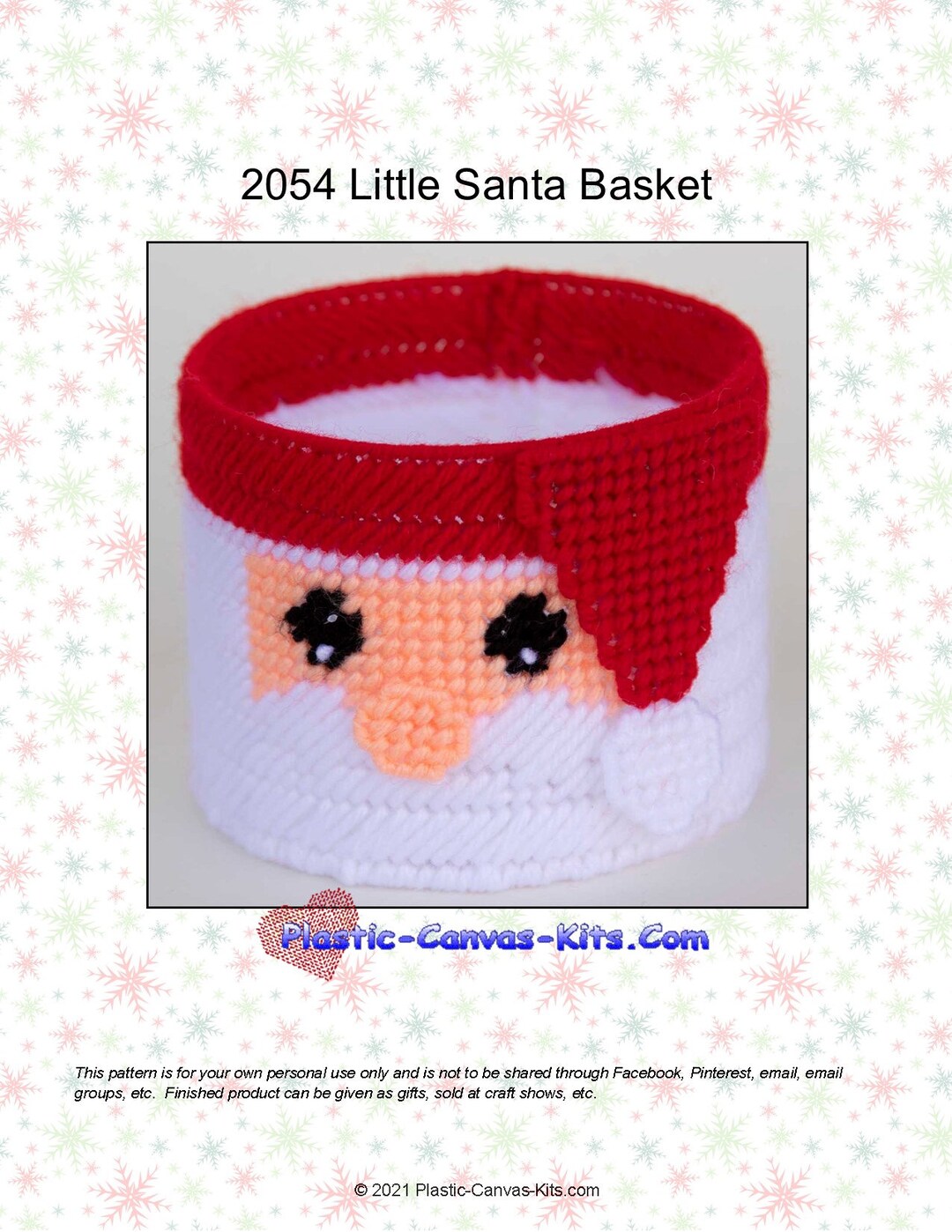 Little Christmas Santa Basket-plastic Canvas Pattern-pdf Download - Etsy