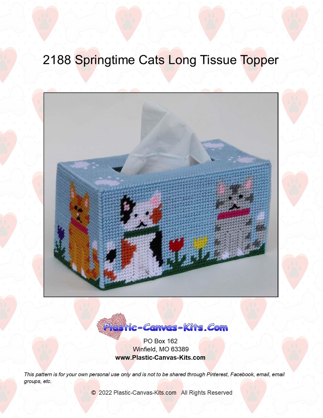 Springtime Cats Long Tissue Topper-plastic Canvas Pattern-pdf Download ...