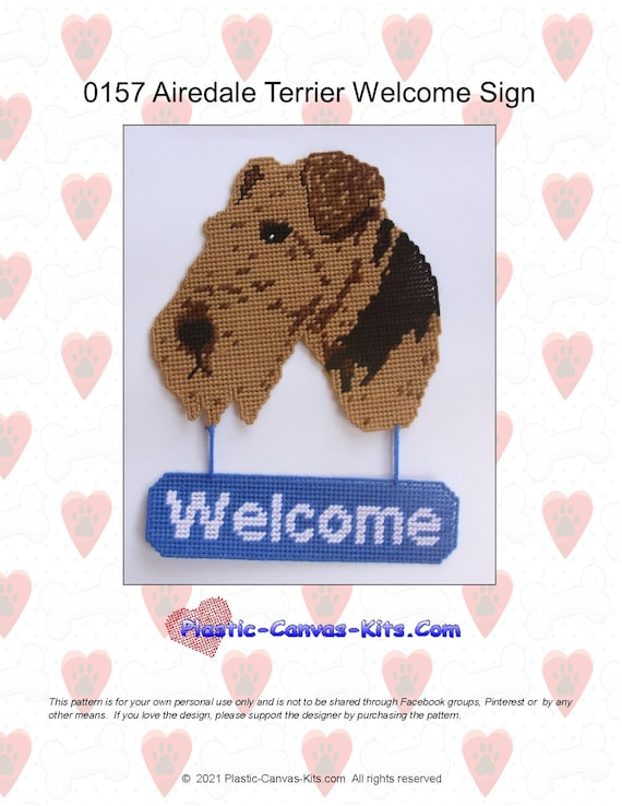 Airedale Terrier Welcome Sign-plastic Canvas Pattern Dog | Etsy