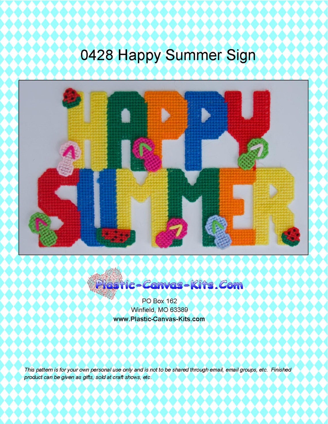 Happy Summer Wall Hanging-plastic Canvas Pattern-pdf Download - Etsy