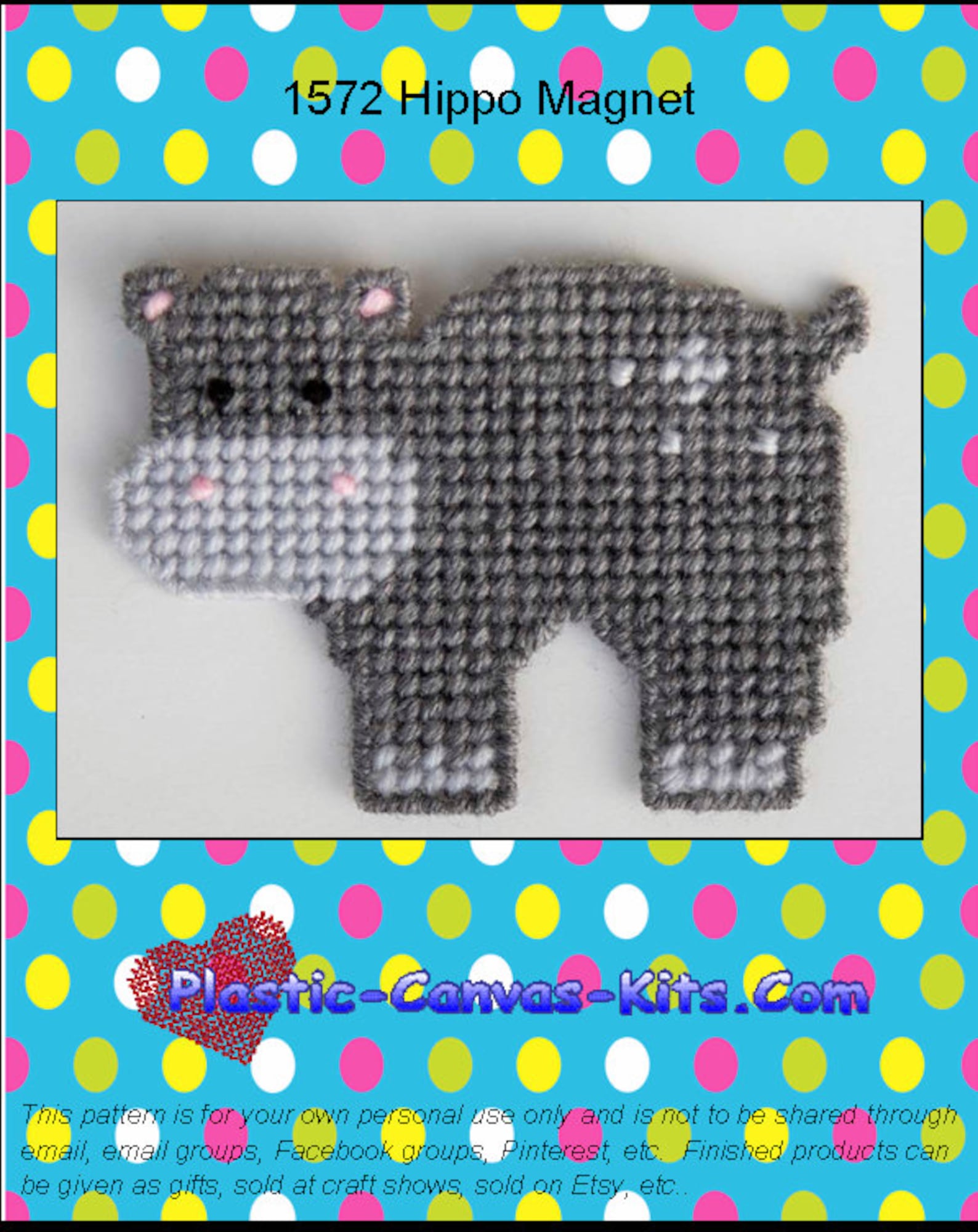 Hippo Magnet-plastic Canvas Pattern-pdf Download - Etsy