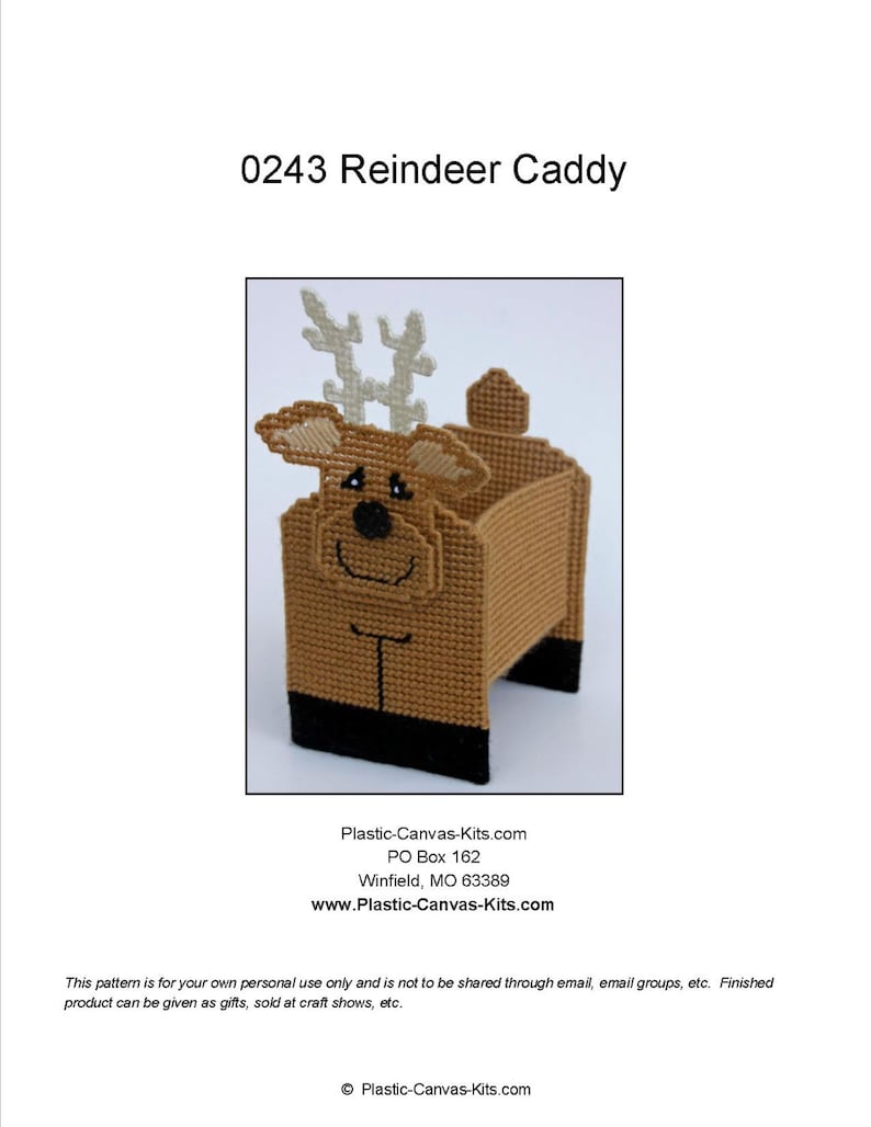 Reindeer Caddy-plastic Canvas Pattern-christmas- PDF Download - Etsy