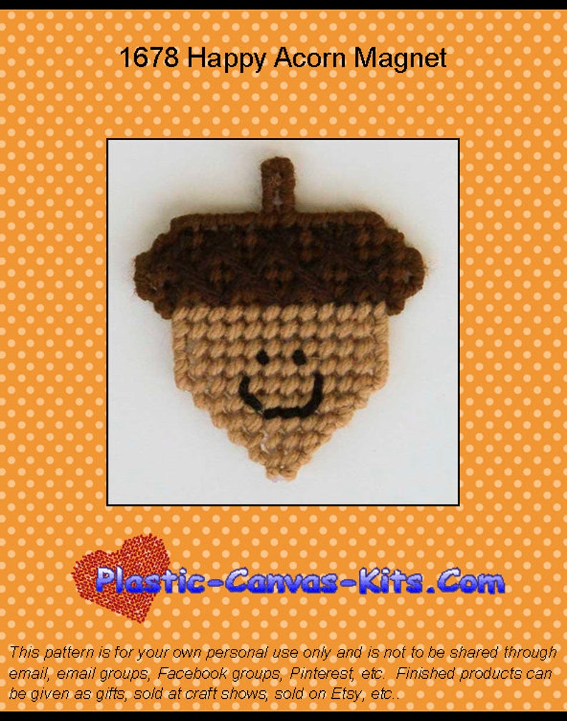 Happy Acorn Magnet-plastic Canvas Pattern-pdf Download - Etsy