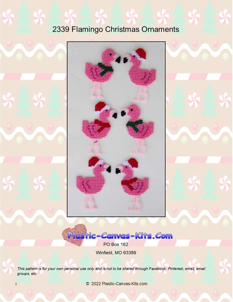 Flamingo Christmas Ornaments-plastic Canvas Pattern-pdf Download - Etsy