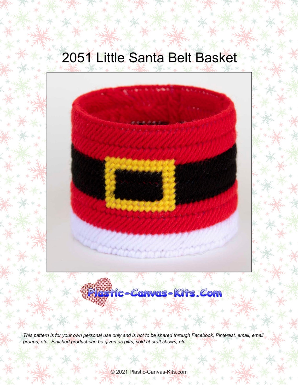 Little Christmas Santa Belt Basket-plastic Canvas Pattern-pdf - Etsy