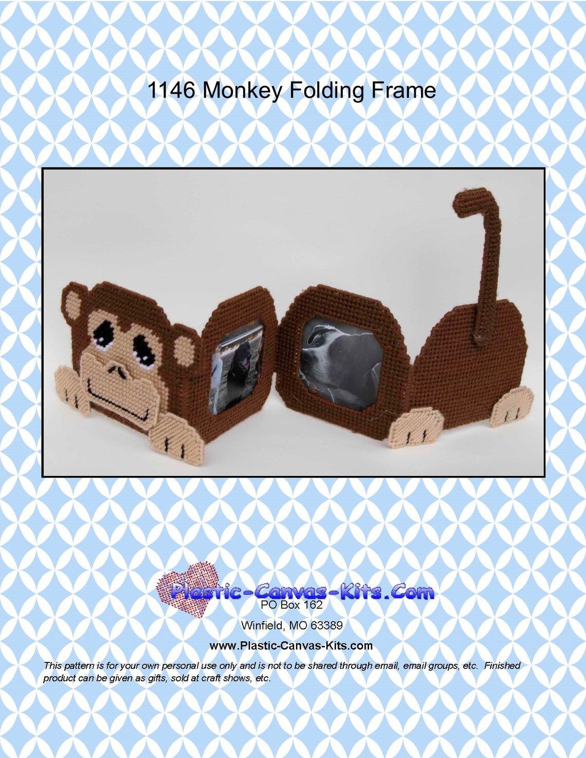 Monkey Folding Frame-plastic Canvas Pattern-pdf Download - Etsy