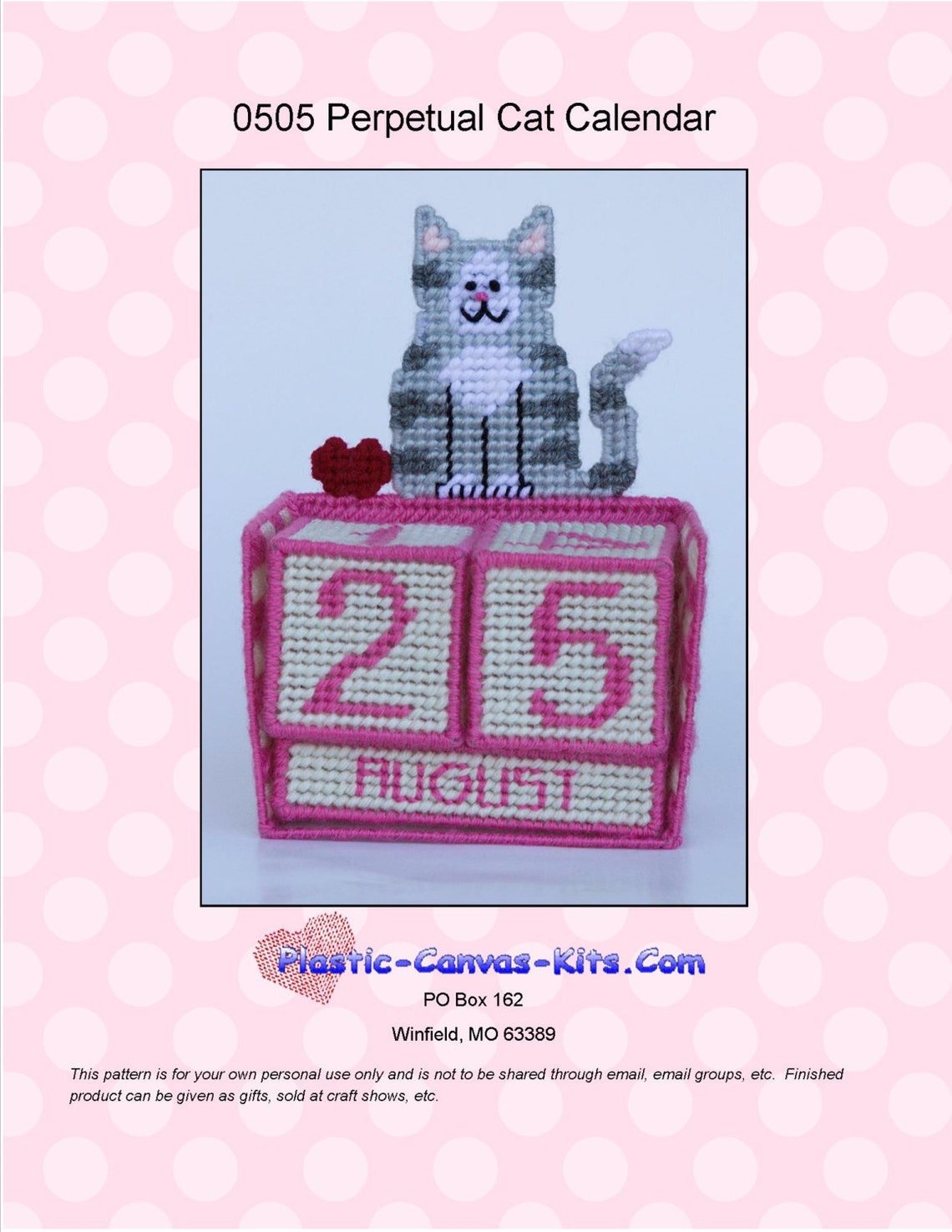 Perpetual Cat Calendar-plastic Canvas Pattern-pdf Download - Etsy