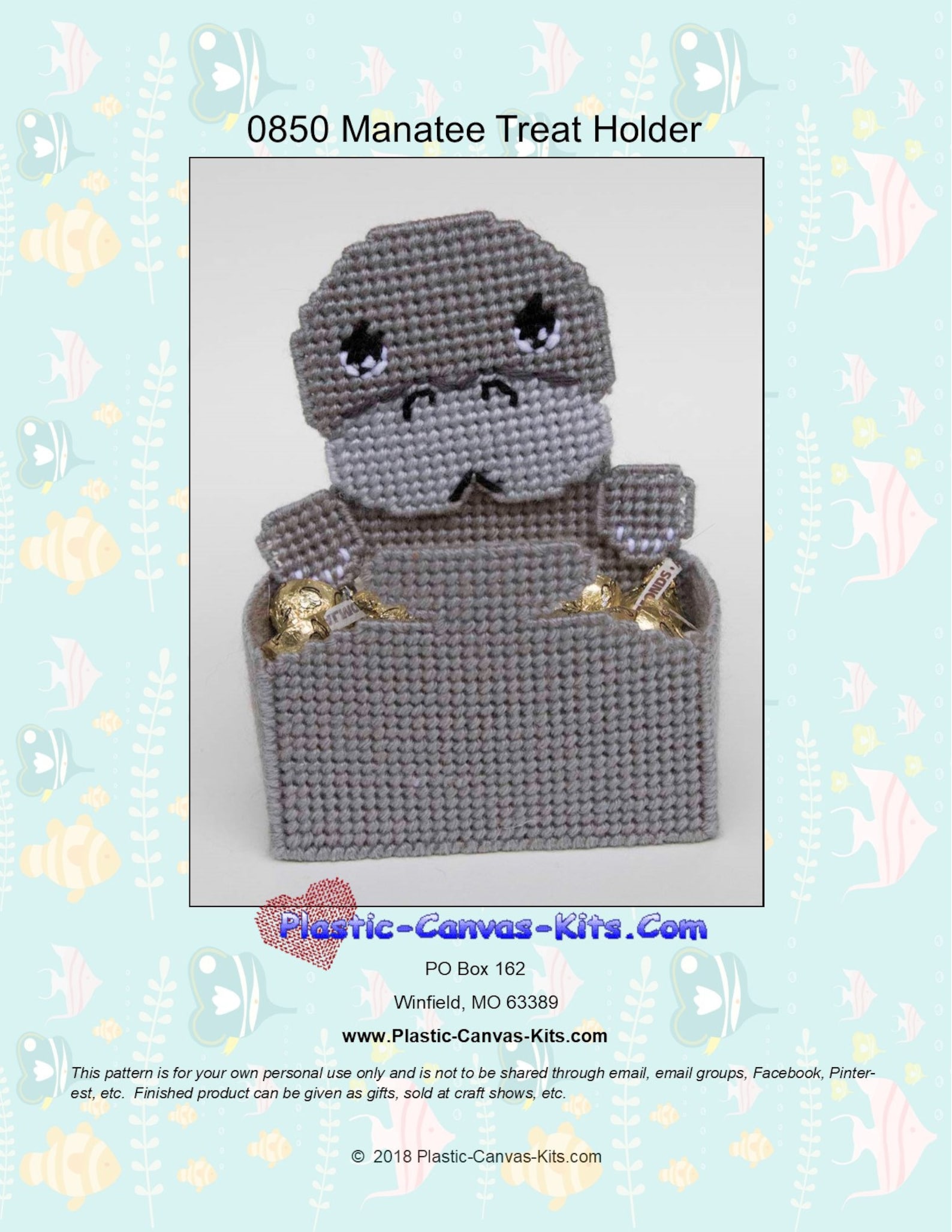 Manatee Treat Holder-plastic Canvas Pattern-pdf Download - Etsy