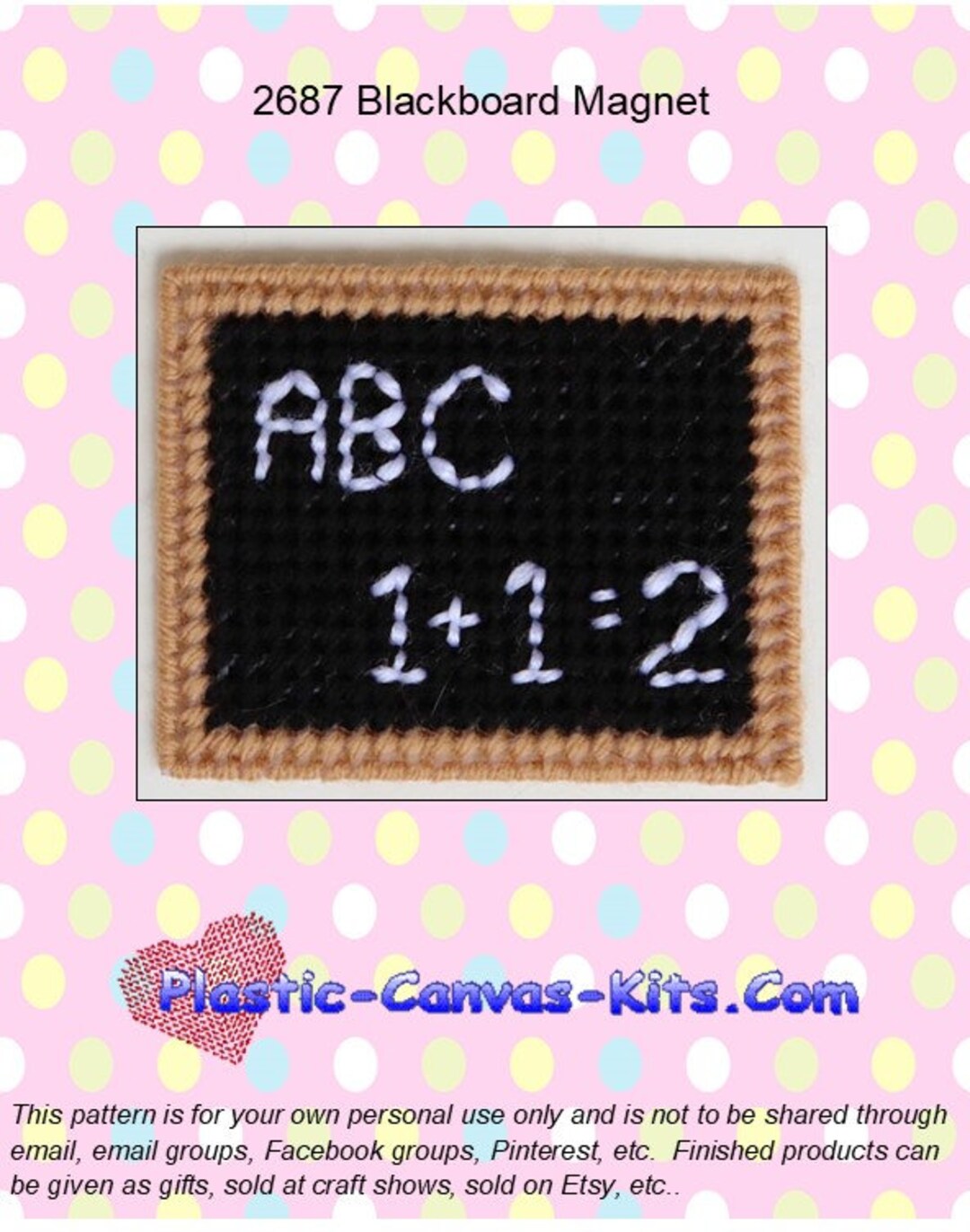 Blackboard Magnet-plastic Canvas Pattern-pdf Download - Etsy