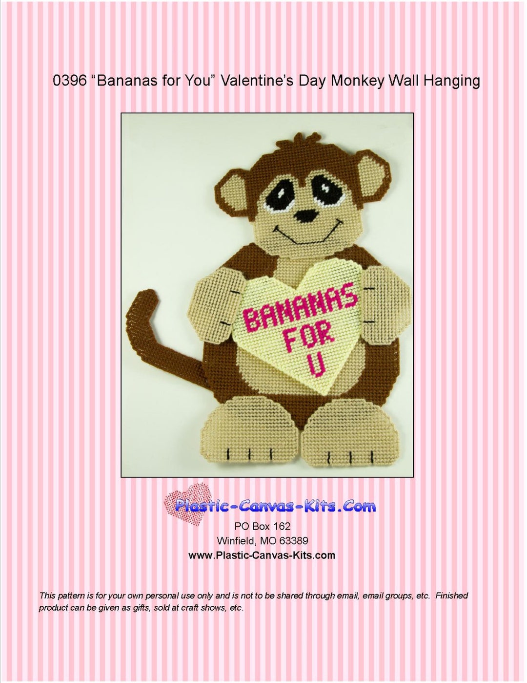 Bananas for You Valentine's Day Monkey Wall Hanging-plastic Canvas ...