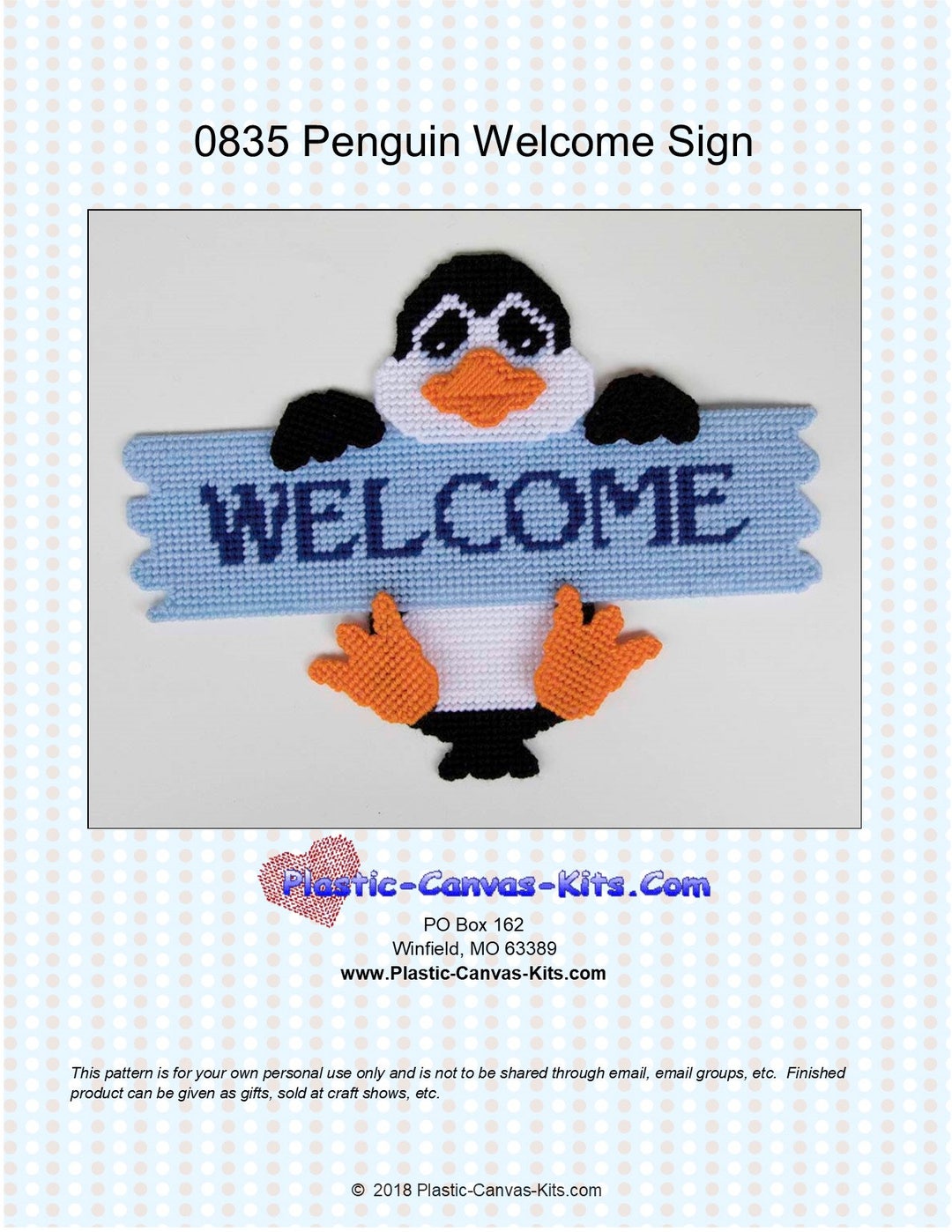 Penguin Welcome Sign-plastic Canvas Pattern-pdf Download - Etsy