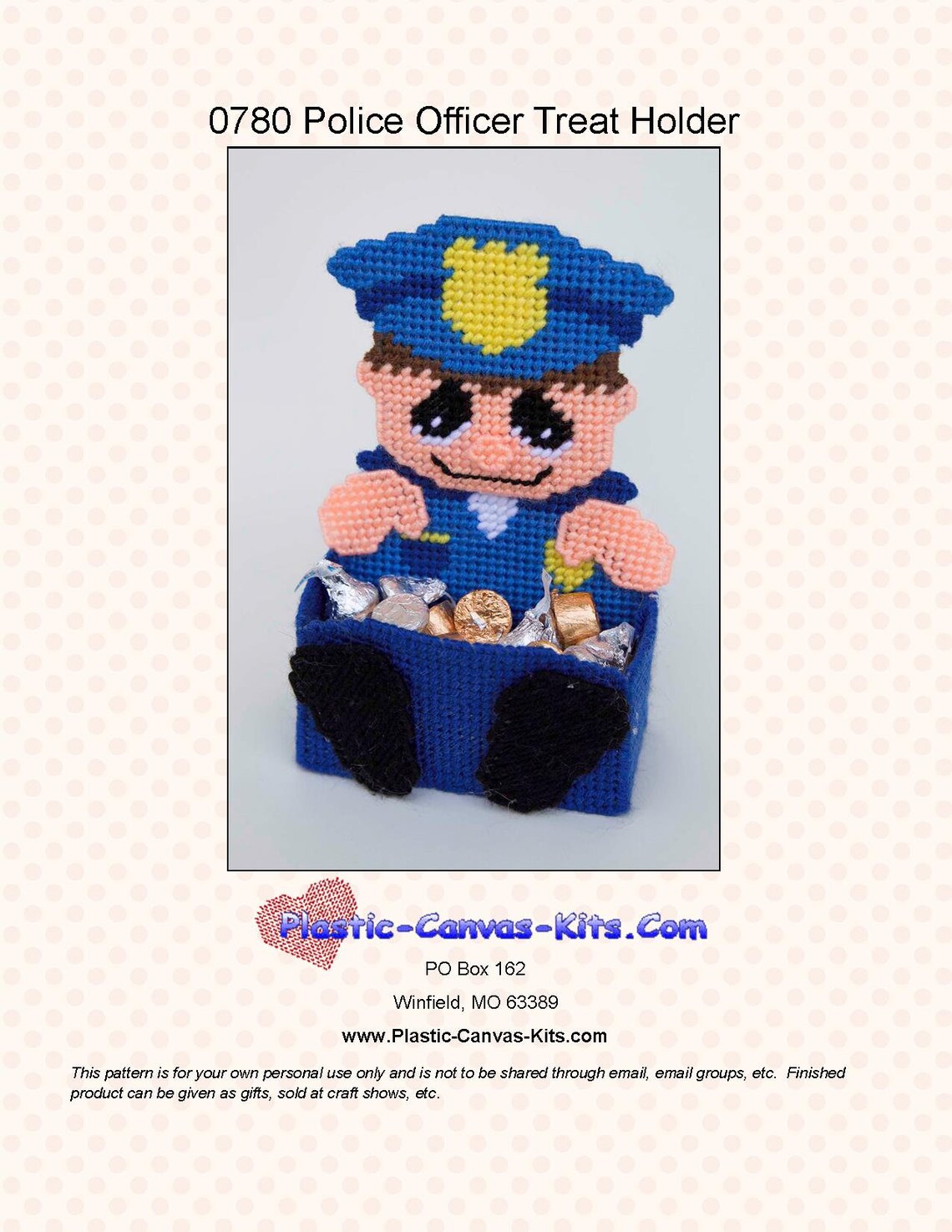 Police Officer/police Man Treat Holder-plastic Canvas Pattern-pdf ...
