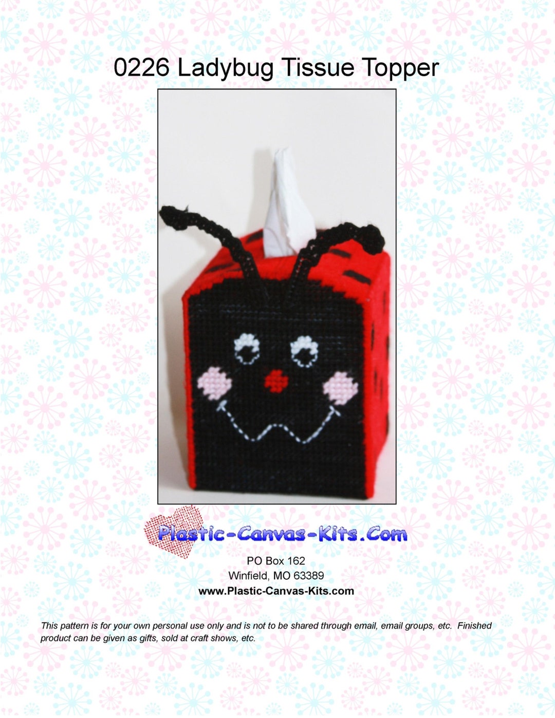 Ladybug Tissue Topper-plastic Canvas Pattern-pdf Download - Etsy