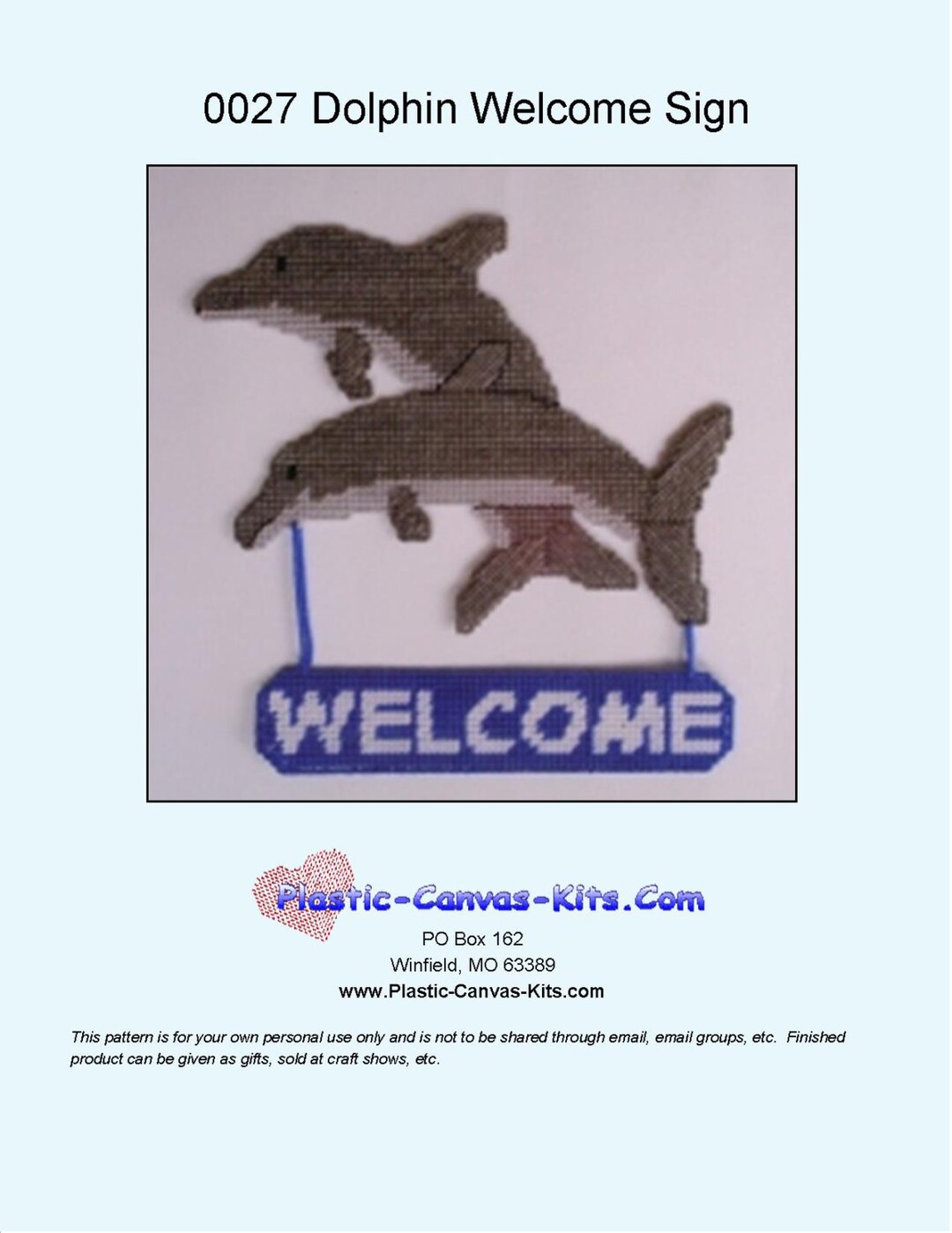 Dolphin Welcome Sign-plastic Canvas Pattern-pdf Download - Etsy