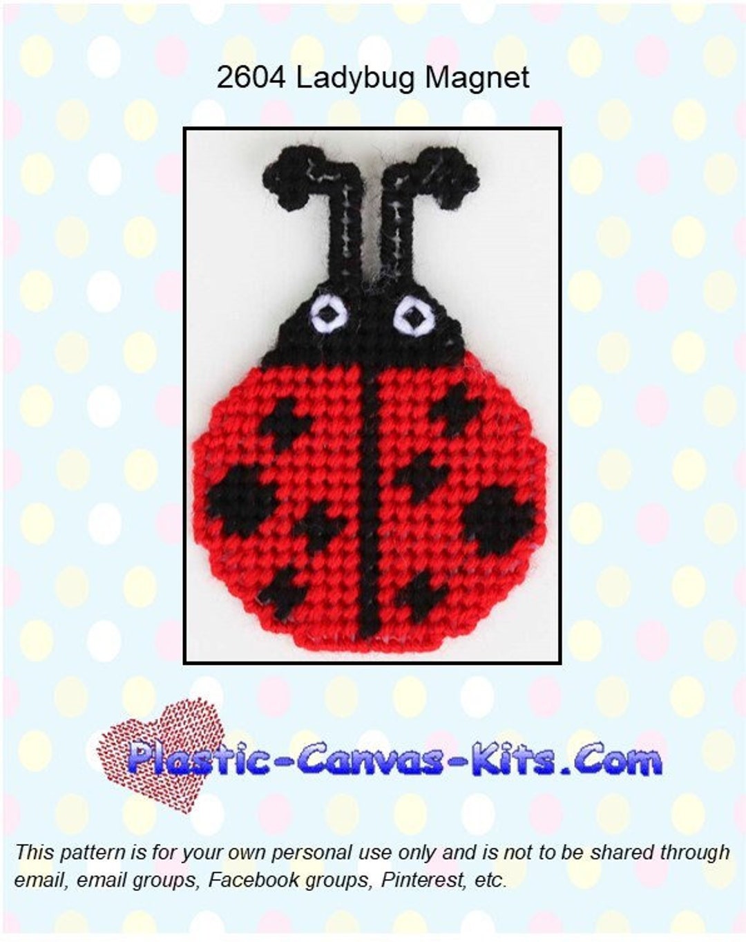Ladybug Magnet-plastic Canvas Pattern-pdf Download - Etsy