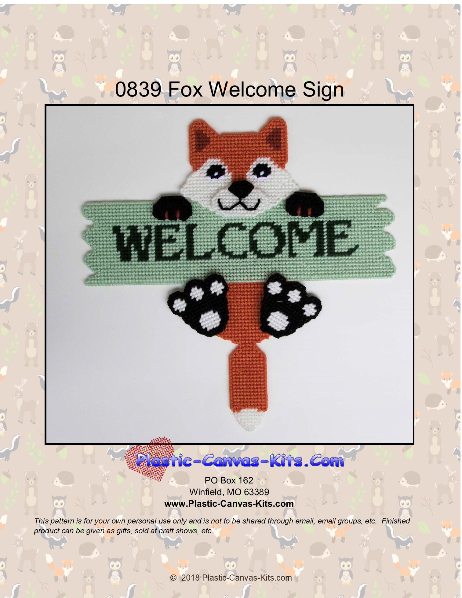 Fox Welcome Sign-plastic Canvas Pattern-pdf Download - Etsy