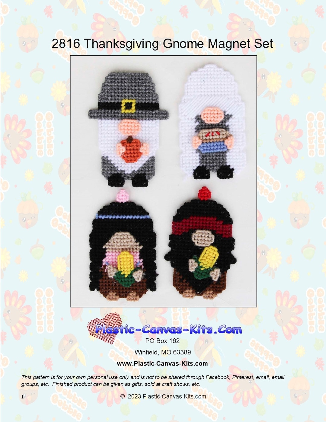 Thanksgiving Gnomes Magnets-plastic Canvas Pattern-pdf Download - Etsy