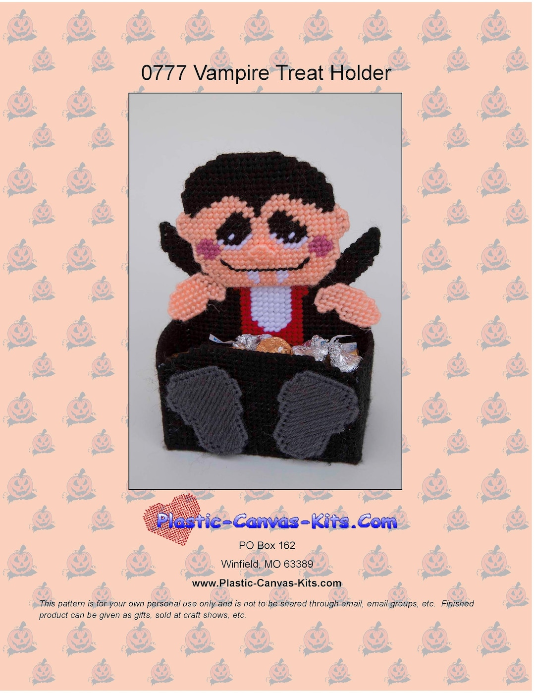 Vampire Treat Holder-halloween-plastic Canvas Pattern-pdf Download - Etsy