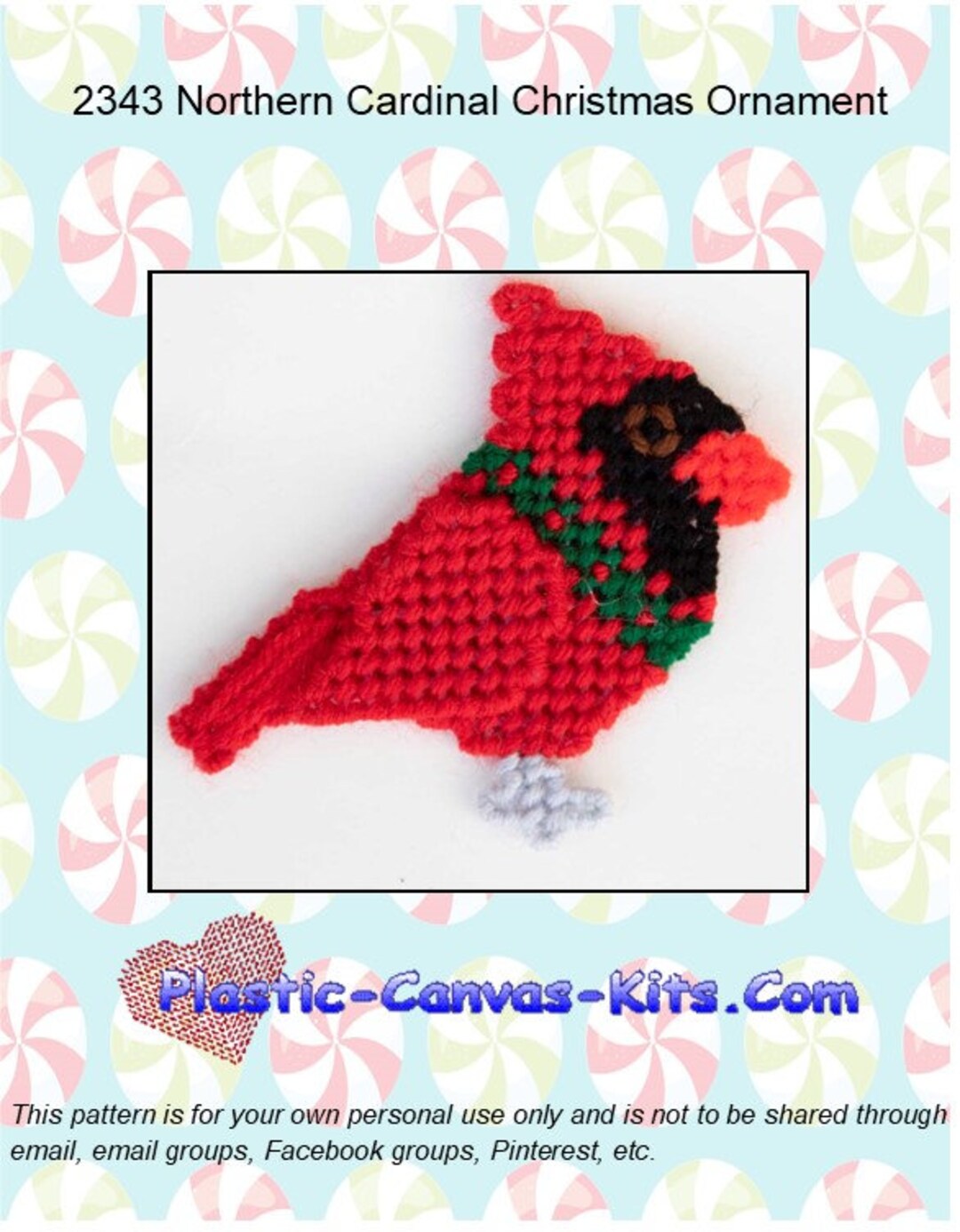 Northern Cardinal Christmas Ornament-plastic Canvas Pattern-pdf ...