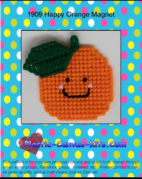 Happy Orange Magnet-plastic Canvas Pattern-pdf Download - Etsy