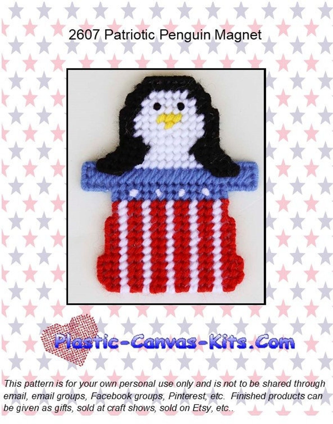 Patriotic Penguin Magnet-plastic Canvas Pattern-pdf Download - Etsy