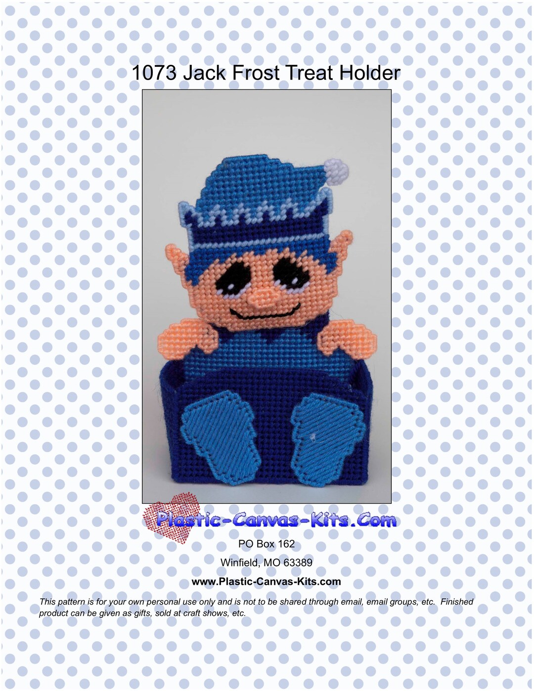 Jack Frost Treat Holder-christmas-plastic Canvas Pattern-pdf Download ...