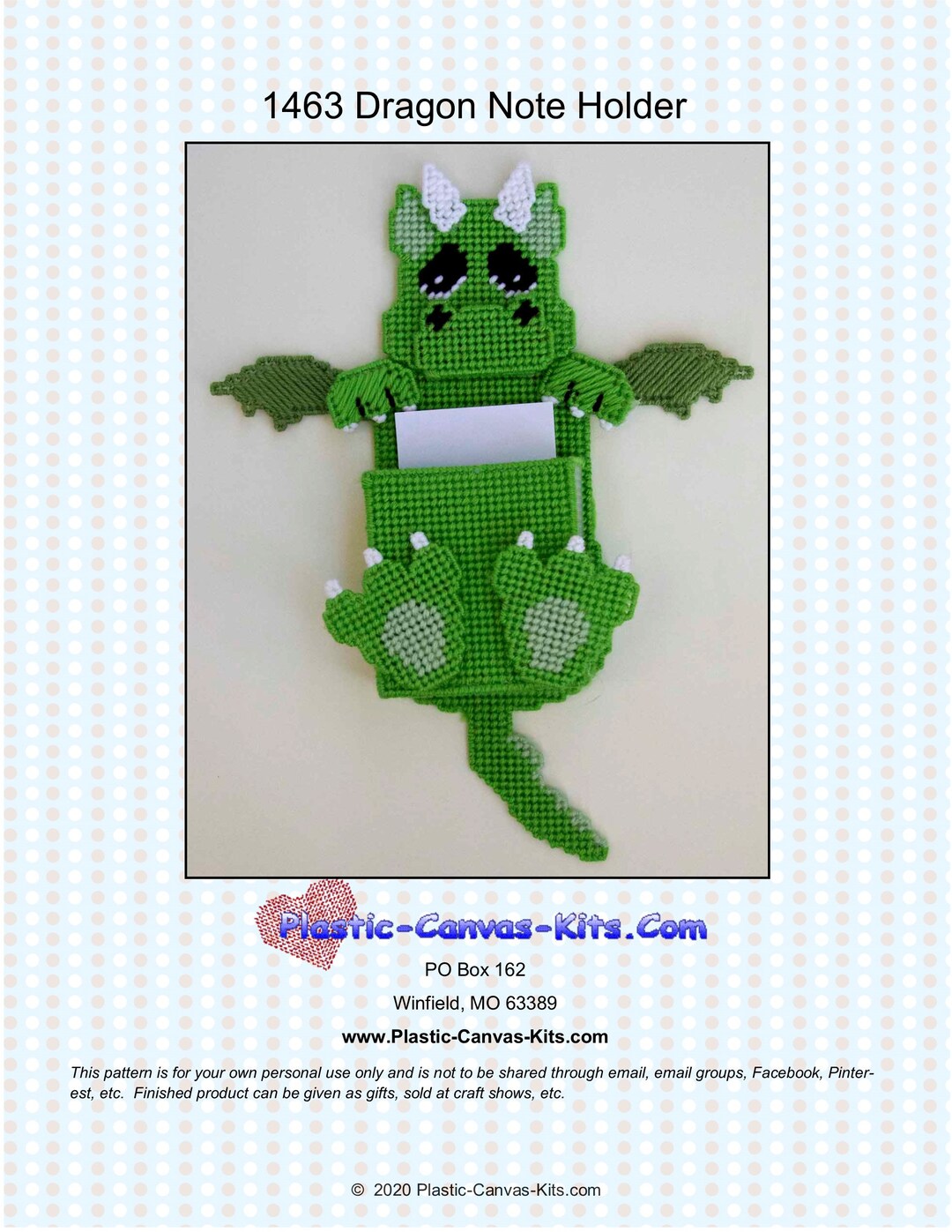 Dragon Note Holder-plastic Canvas Pattern-pdf Download - Etsy