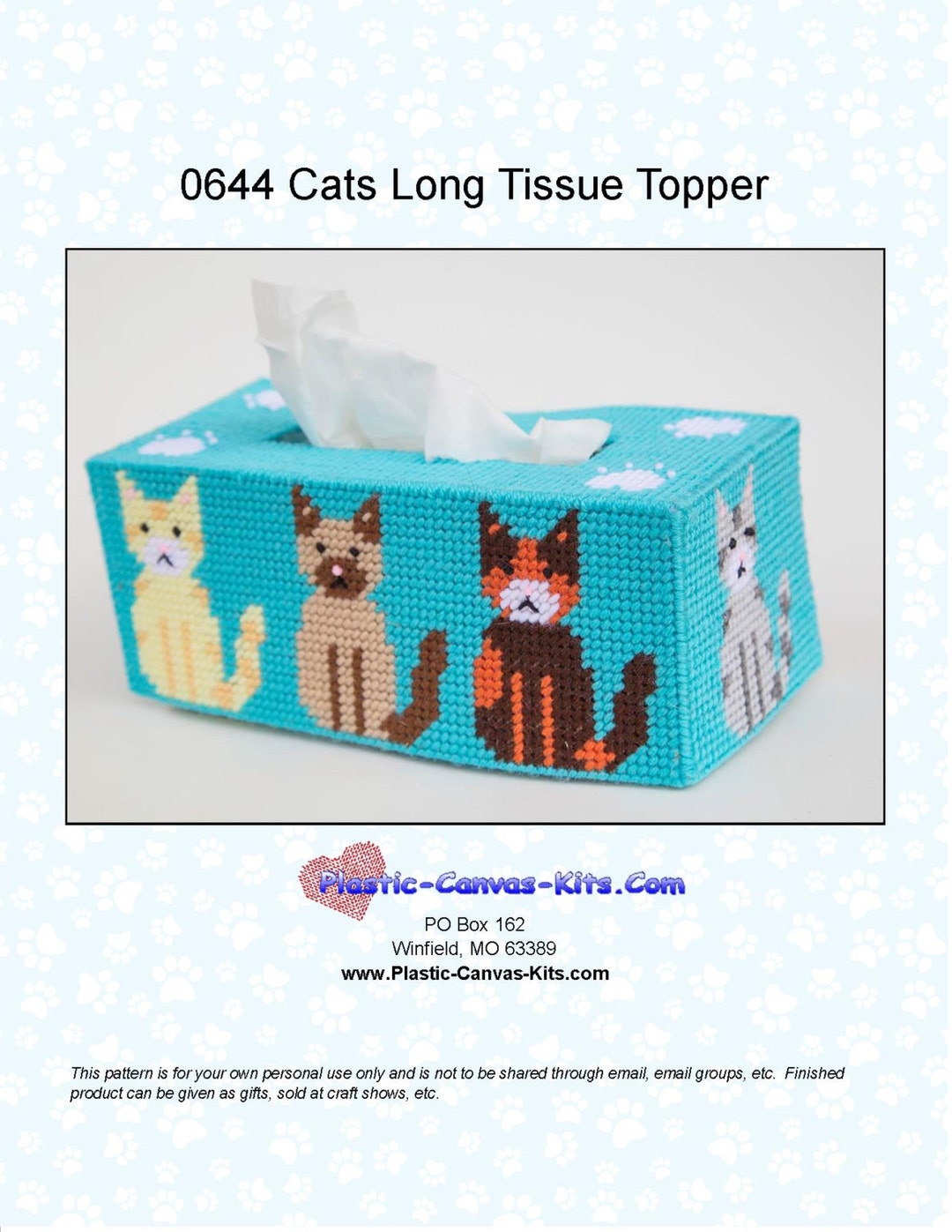 Cats Long Style Tissue Topper-plastic Canvas Pattern-pdf Download - Etsy