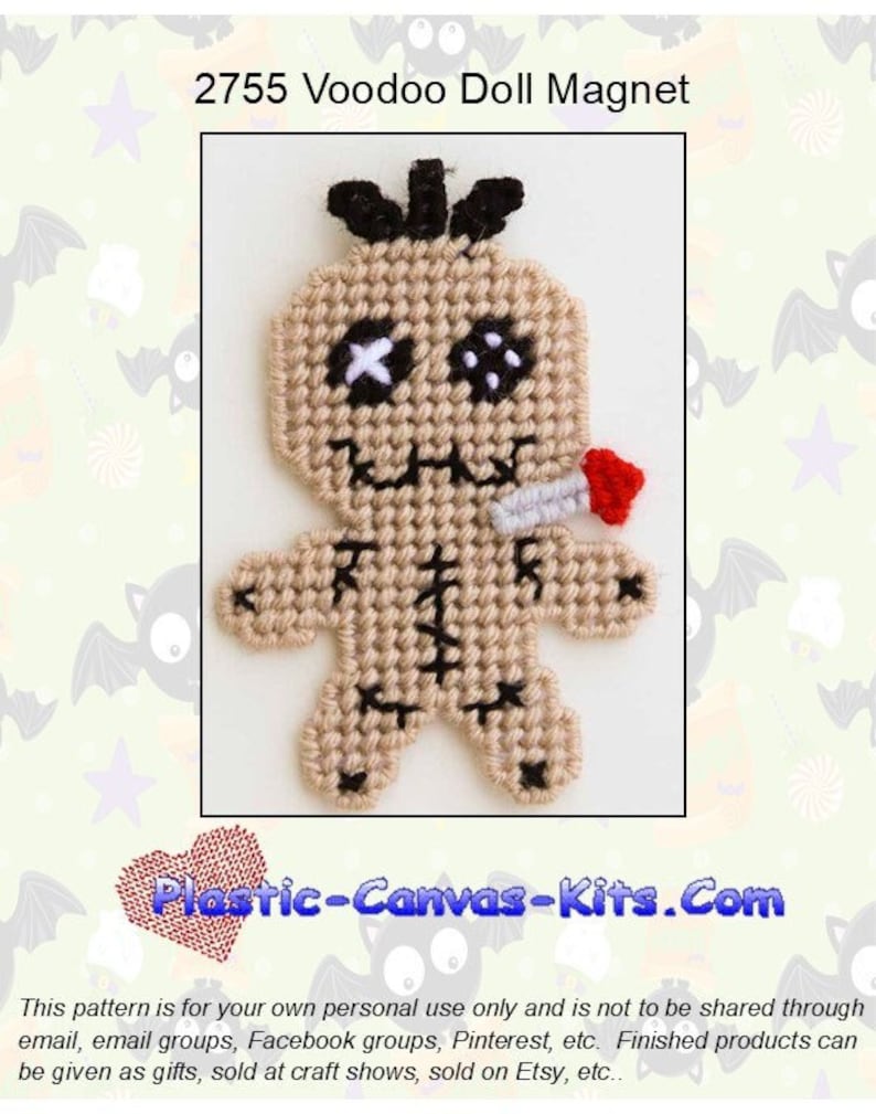Voodoo Doll Magnet-plastic Canvas Pattern-pdf Download - Etsy