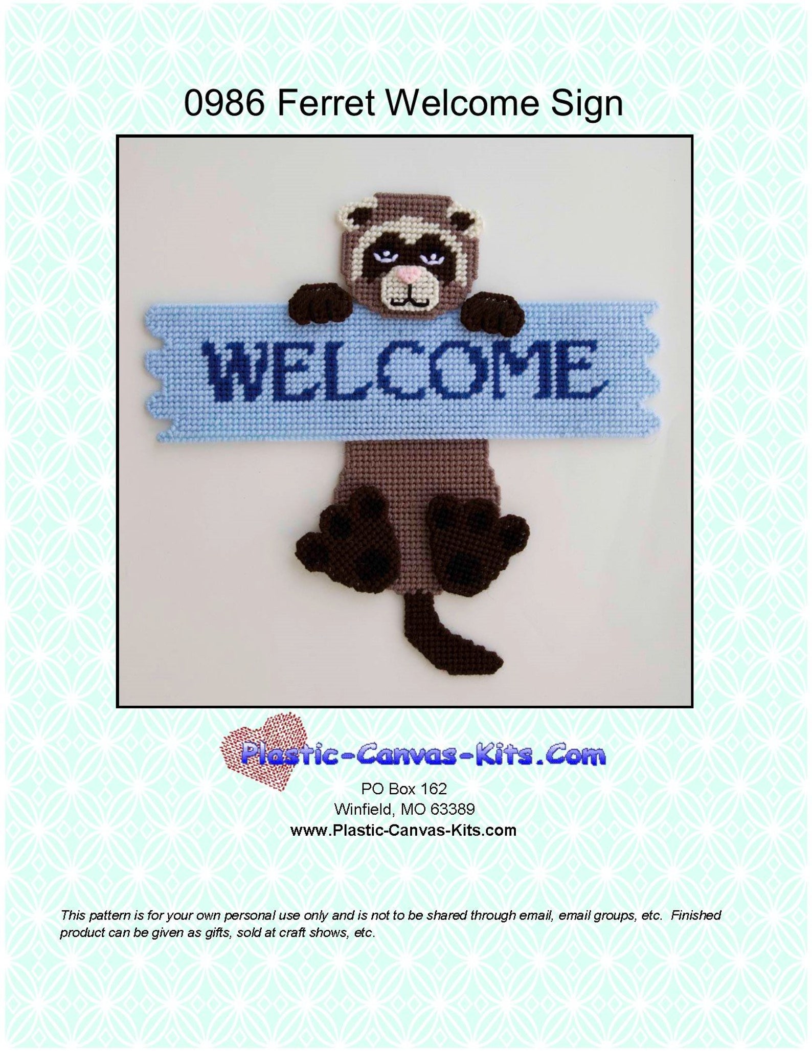 Ferret Welcome Sign--plastic Canvas Pattern-pdf Download - Etsy