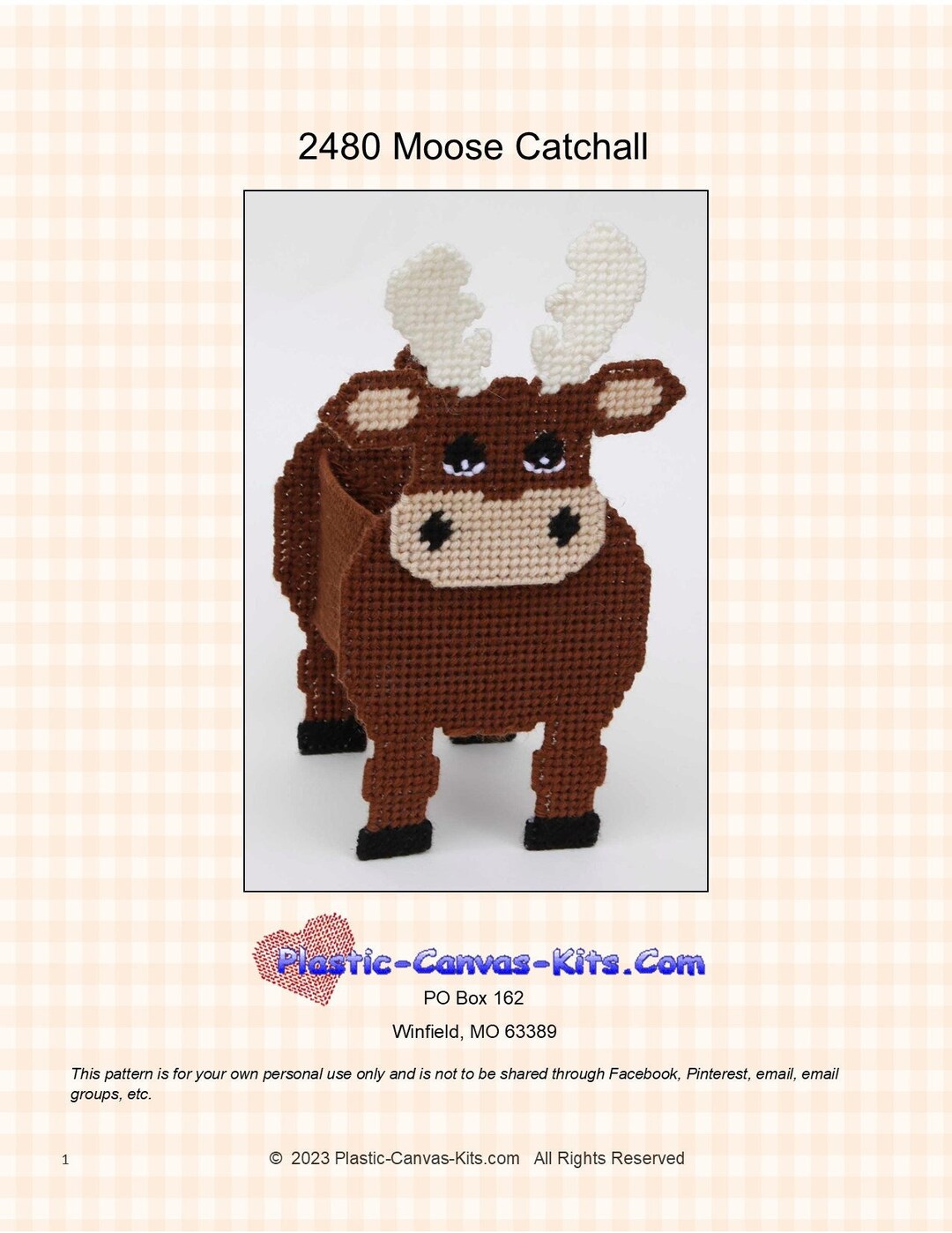 Moose Catchall-plastic Canvas Pattern-pdf Download - Etsy