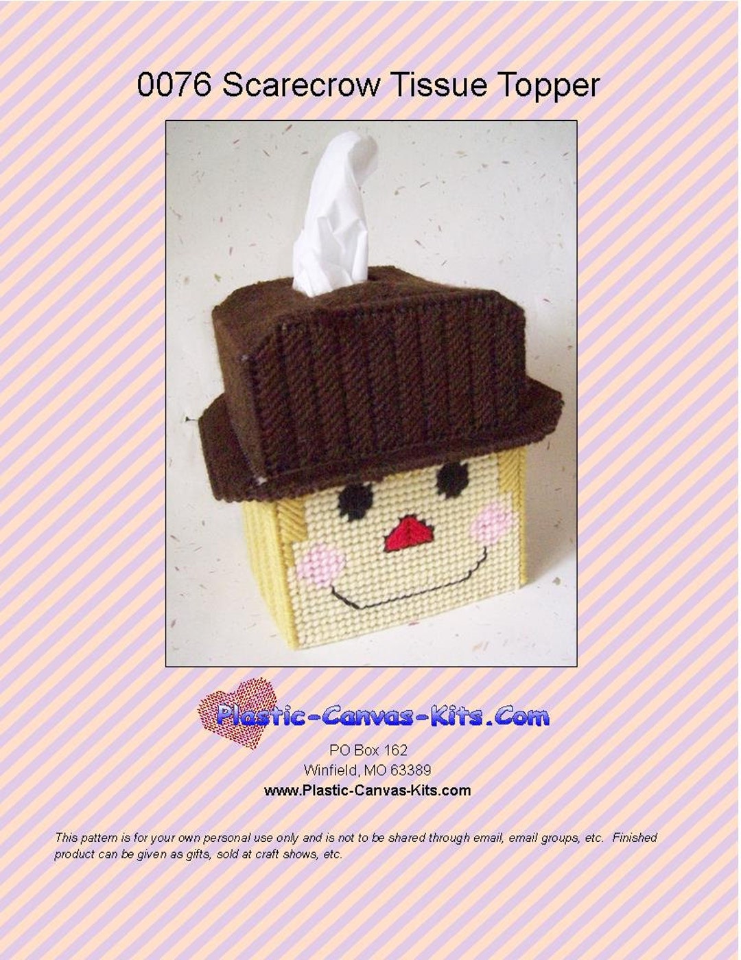 Fall Scarecrow Tissue Topper-plastic Canvas Pattern-pdf Download - Etsy
