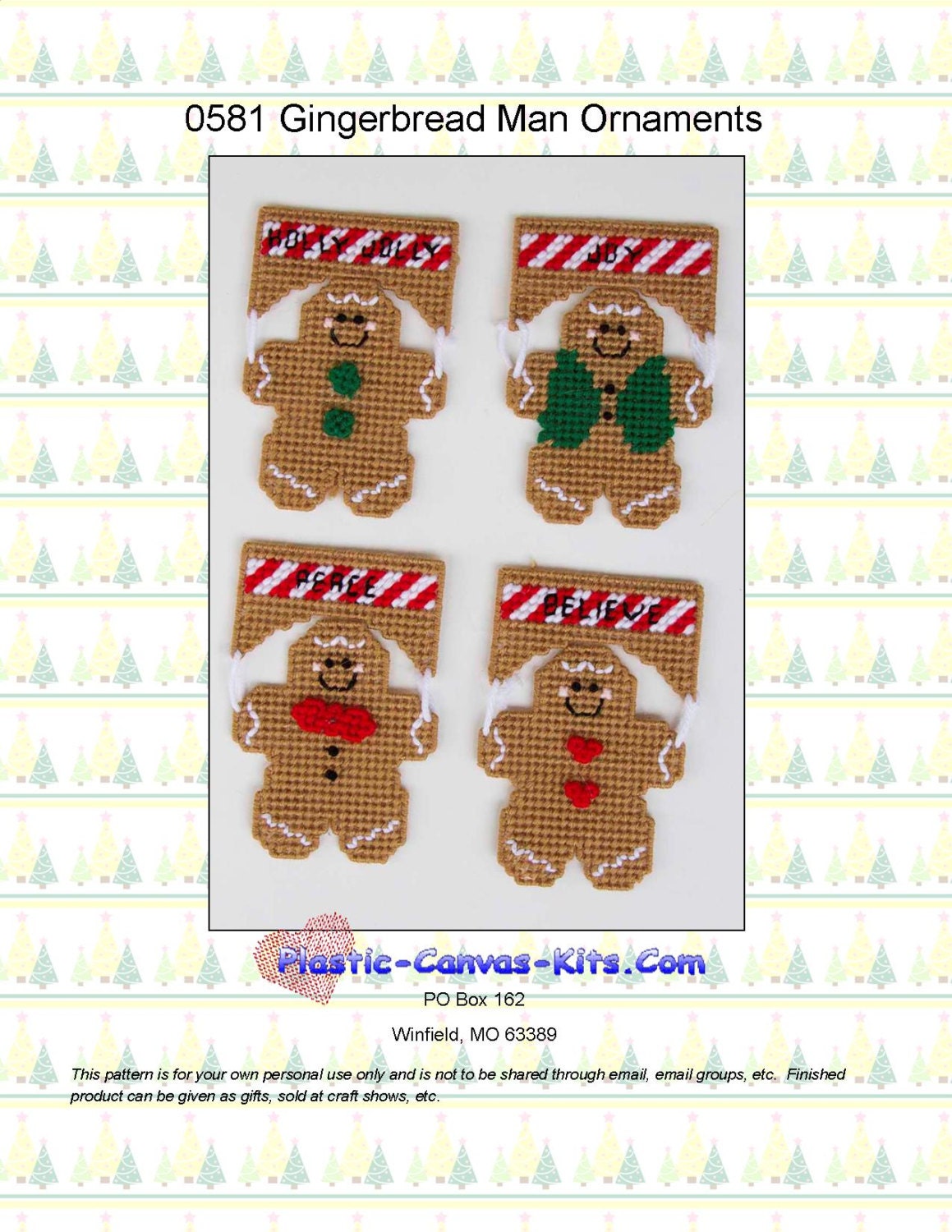 Gingerbread Men Christmas Ornaments-plastic Canvas Pattern-pdf Download ...